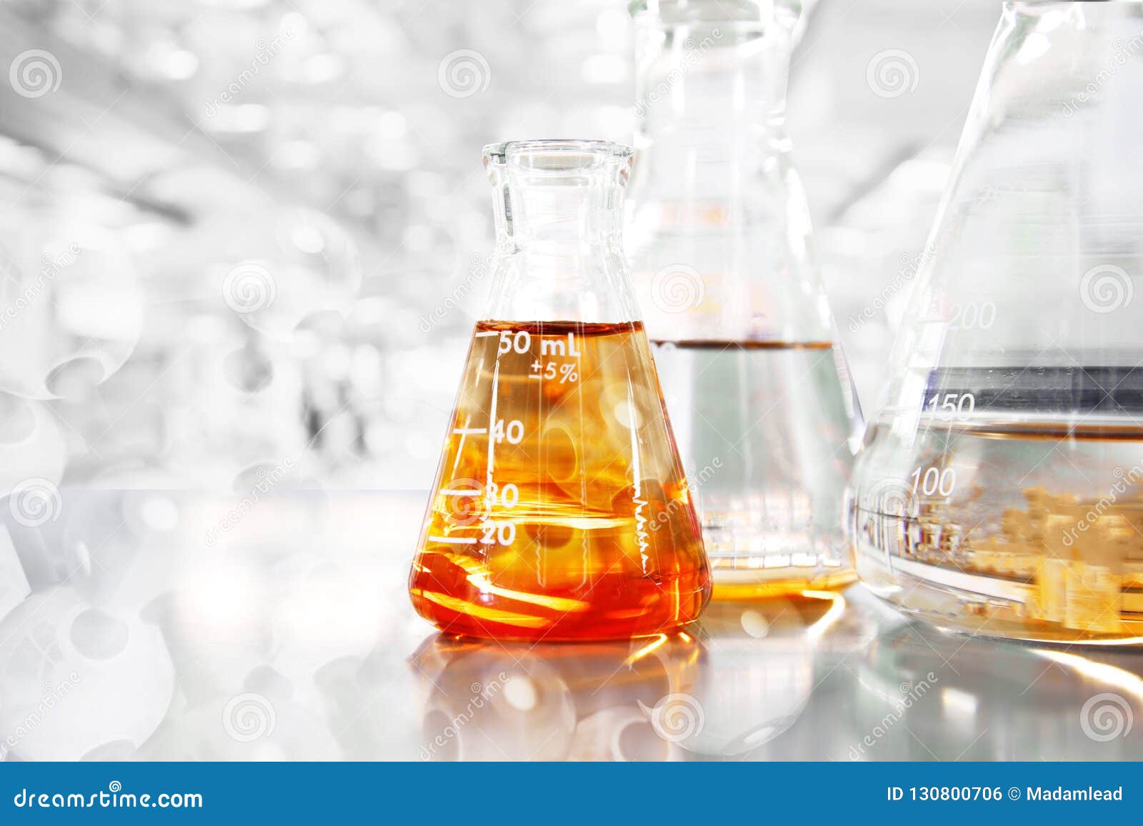 Orange so in Conical Three Flasks with Chemical Structure in Sci Stock ...