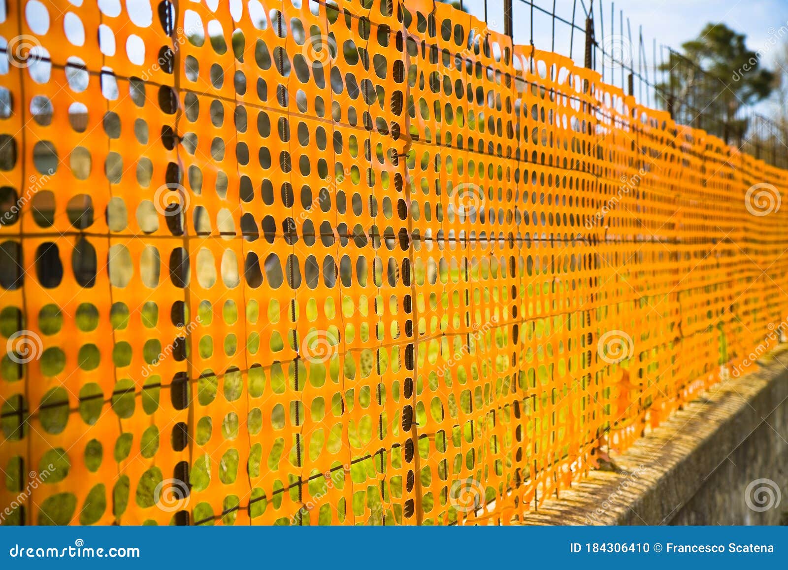 Orange Construction Grid Around a Construction Site Stock Photo - Image ...