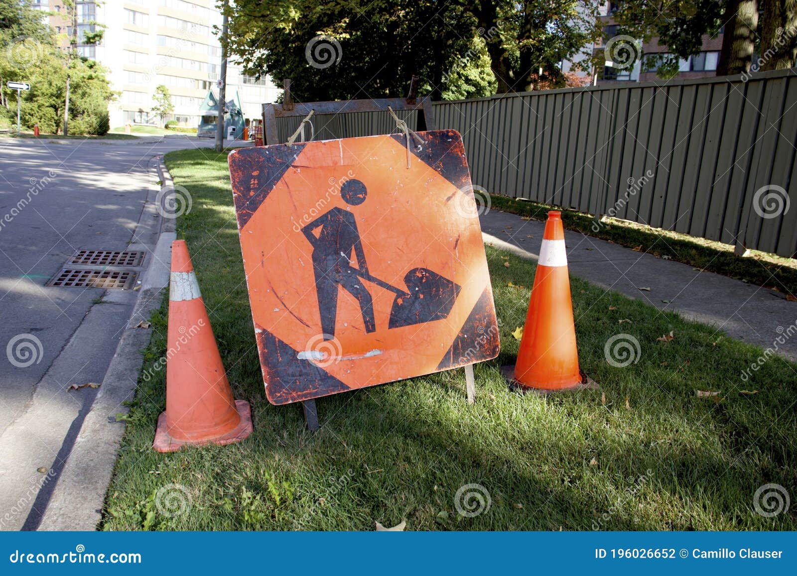 Orange Construction Sign With Stylized Man Digging Royalty-Free Stock ...