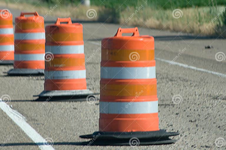 Orange Construction Warning Barrels Stock Photo - Image of warning ...