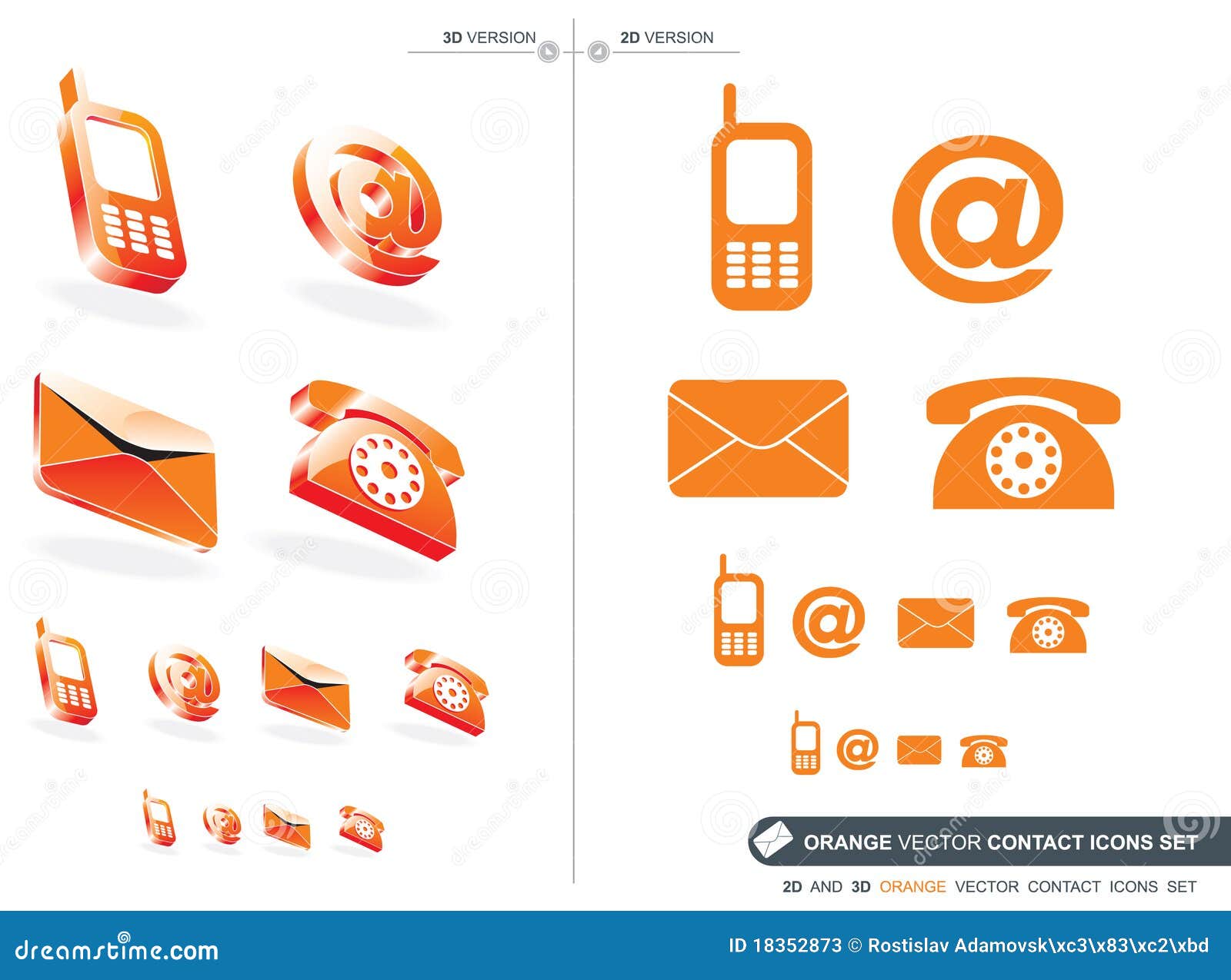 Orange Contact Icons Set Stock Photos - Image: 18352873