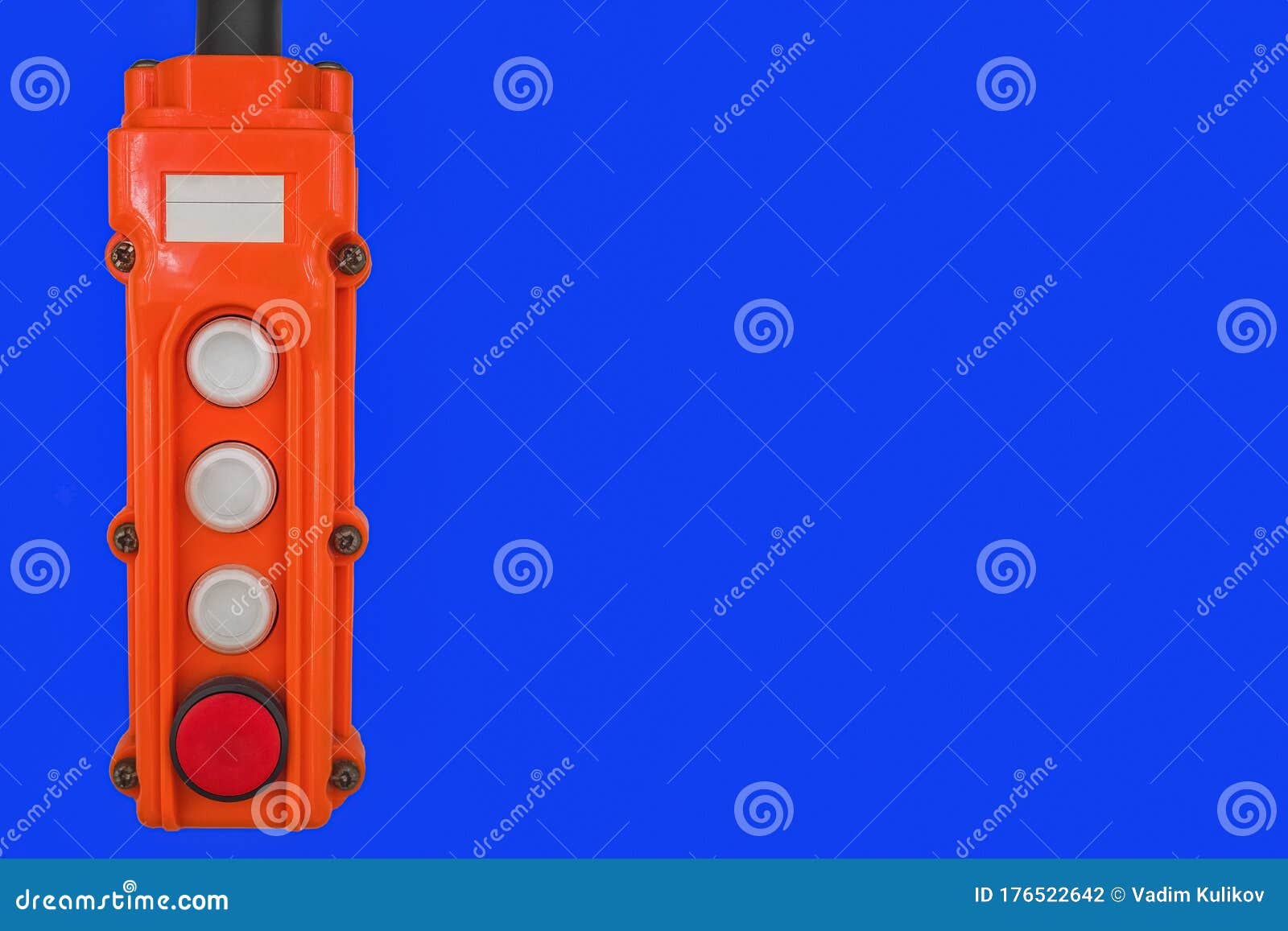 Orange Control Panel on a Blue Isolated Background Stock Photo - Image ...