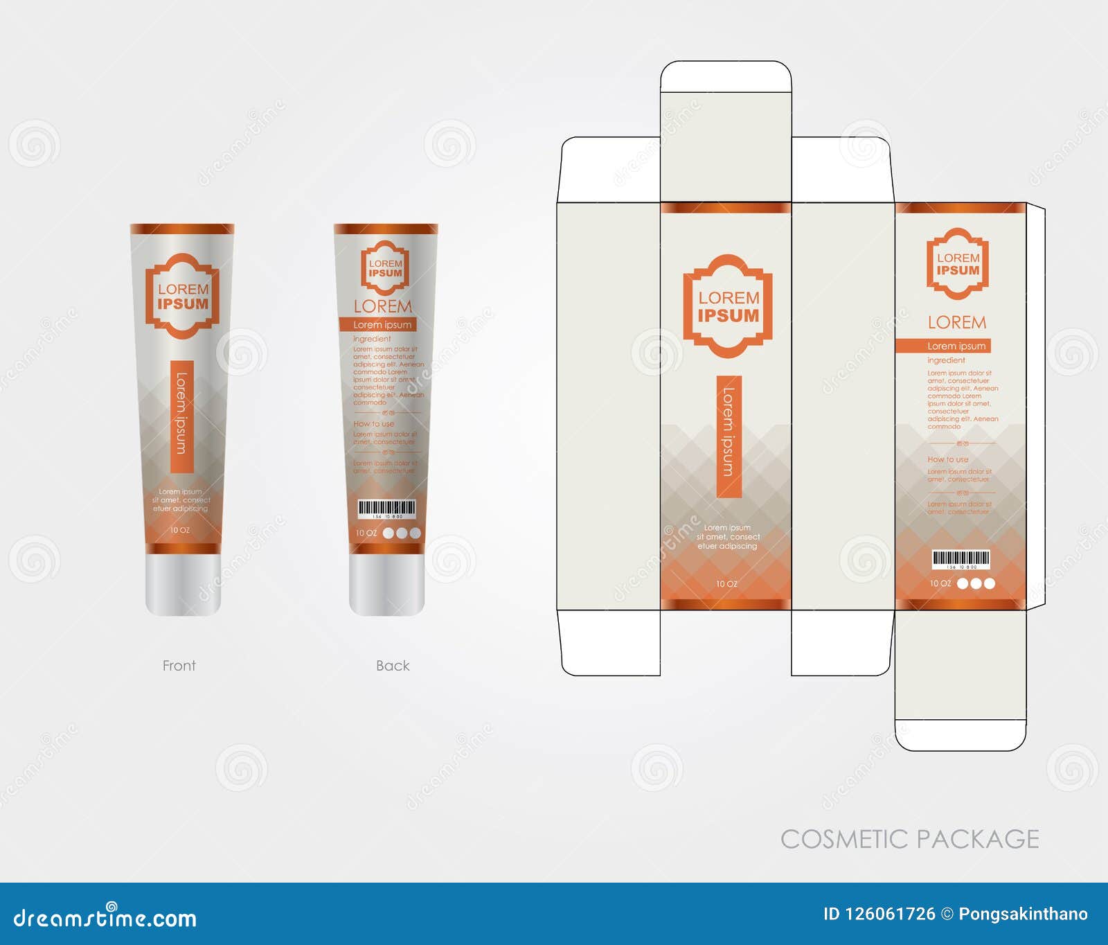 Orange Cosmetic Package Design Include Box and Bottle Stock Vector ...