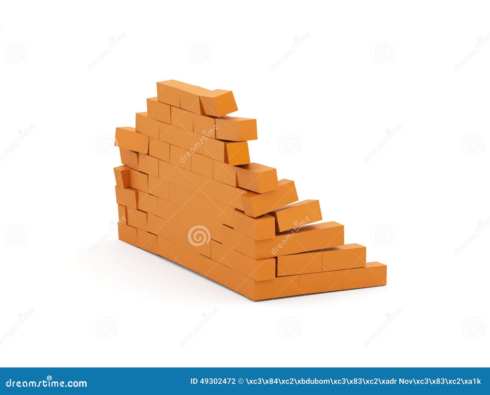 Orange Crash Brick Wall Isolated Stock Illustration - Illustration of ...
