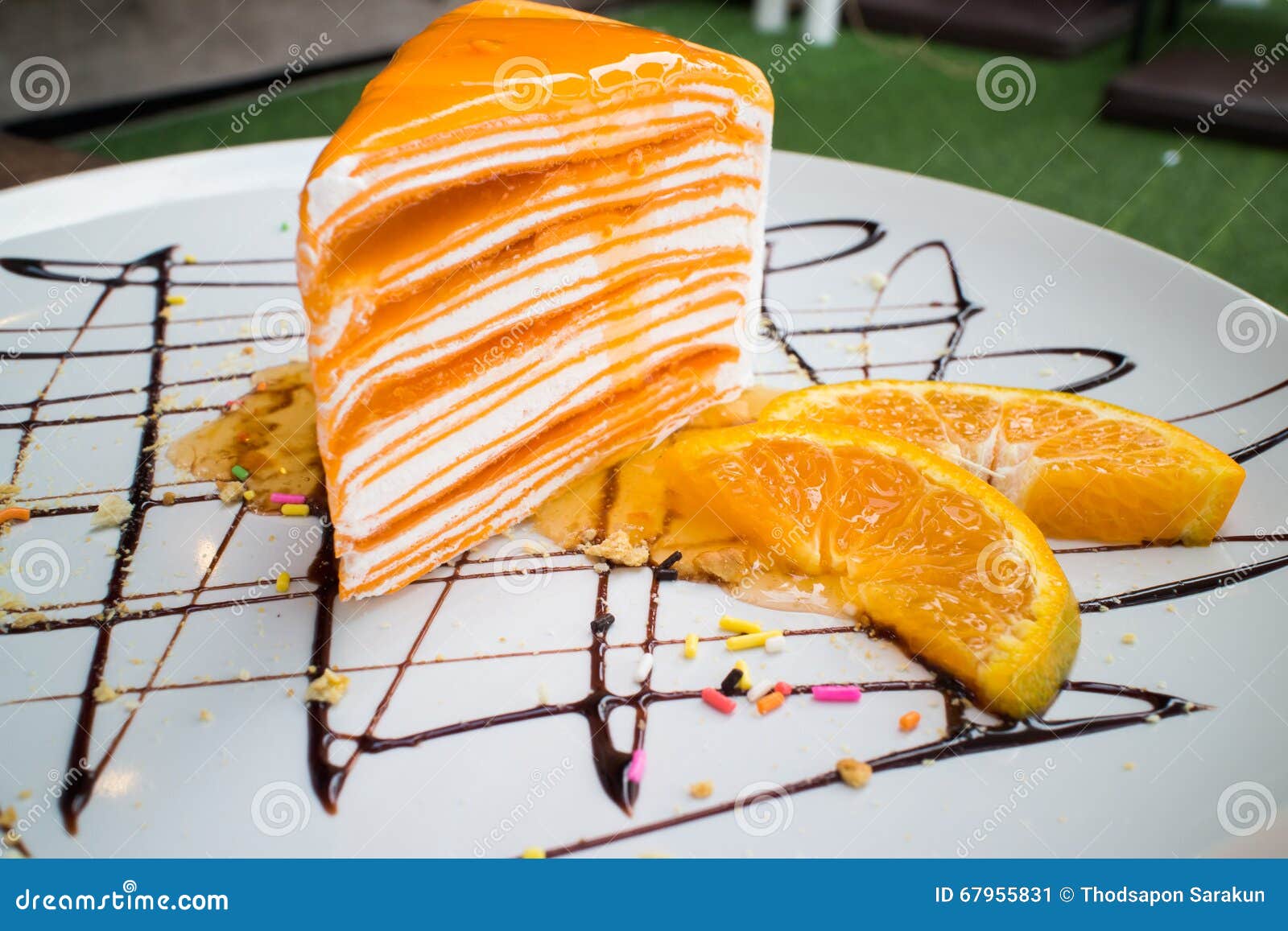 Orange crepe cake stock image. Image of crepe, dessert - 67955831