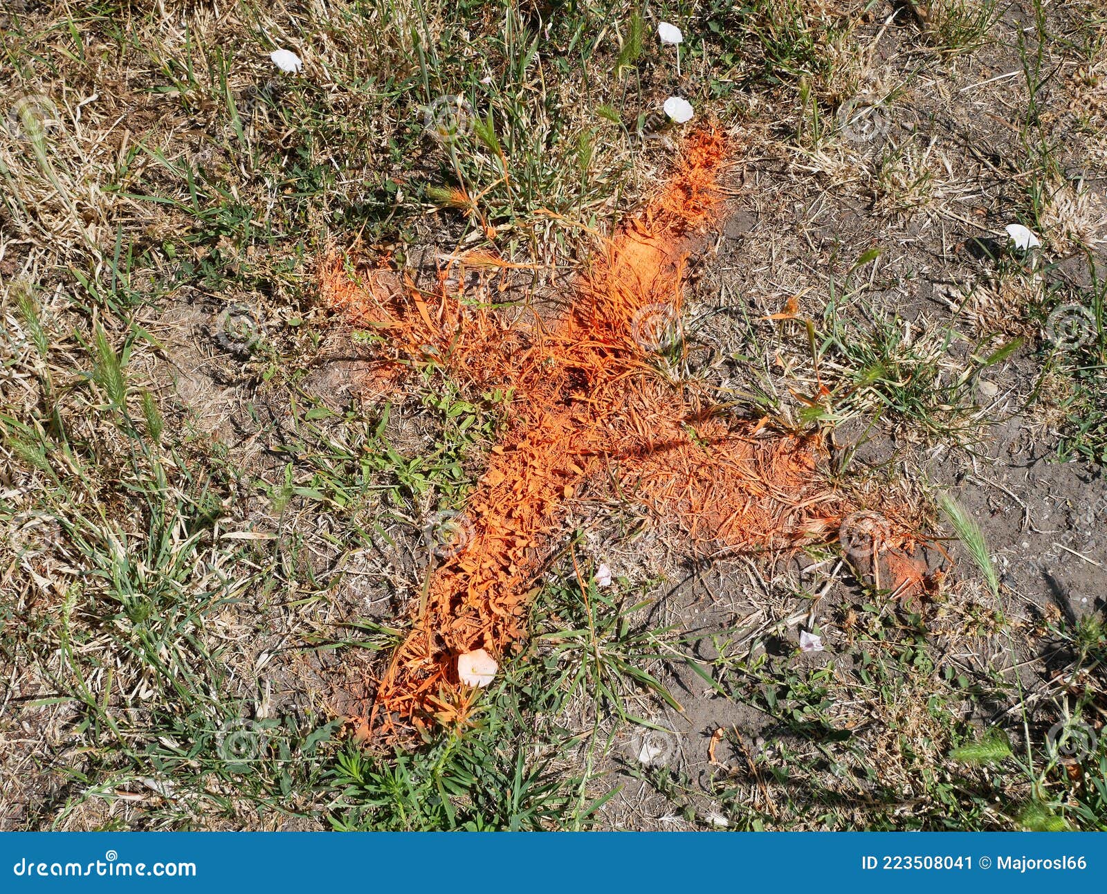 Orange Cross Sign at the Scene of a Traffic Accident Stock Image ...