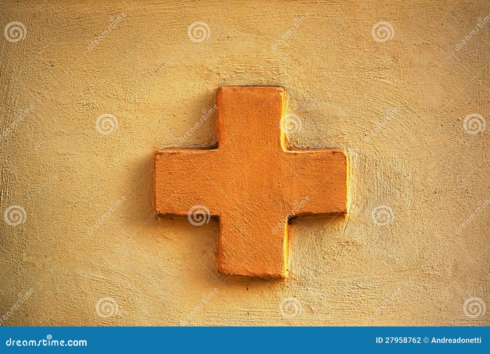 Orange cross on a wall stock photo. Image of pattern - 27958762