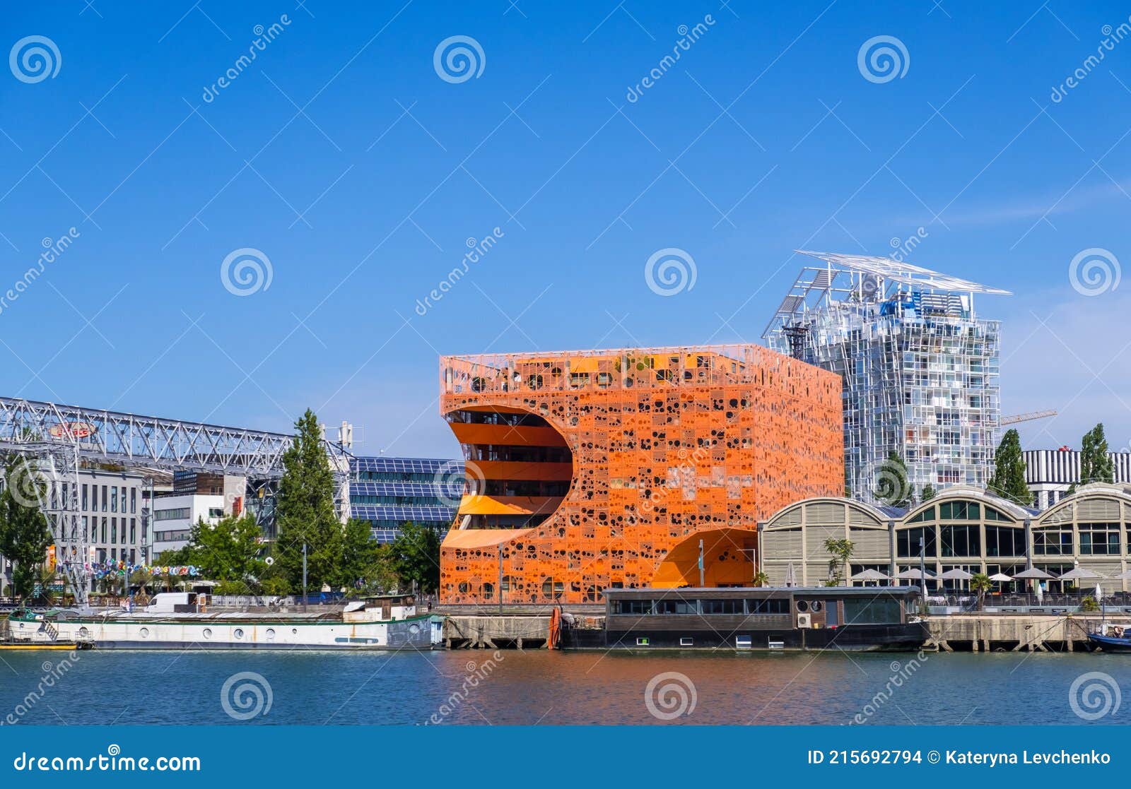 The Orange Cube Building in Lyon, France Editorial Stock Image - Image ...