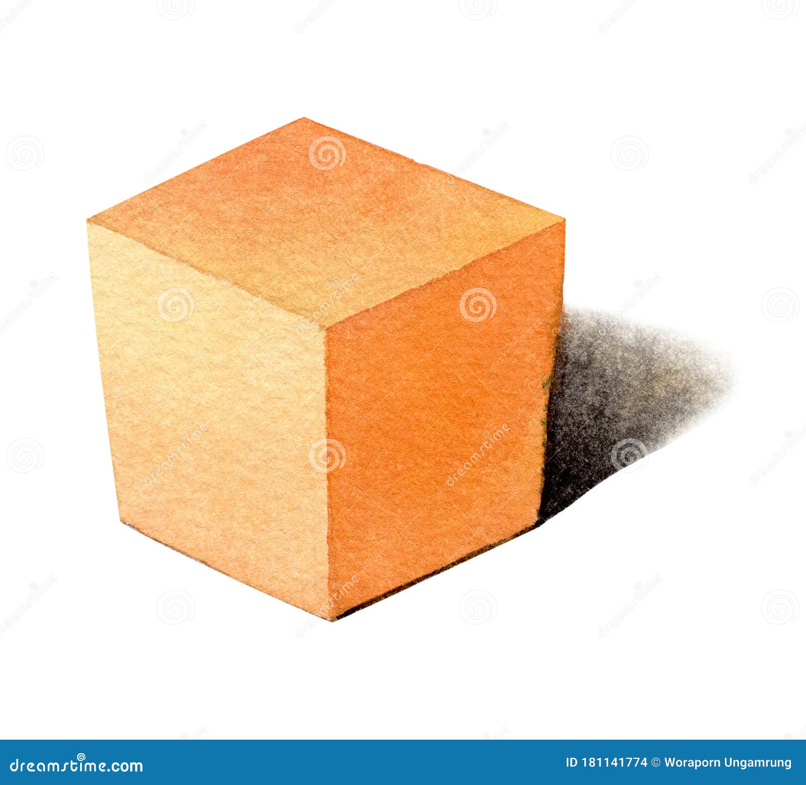 Orange Cube - Light from the Left, Basic Geometric Shapes with Dramatic ...