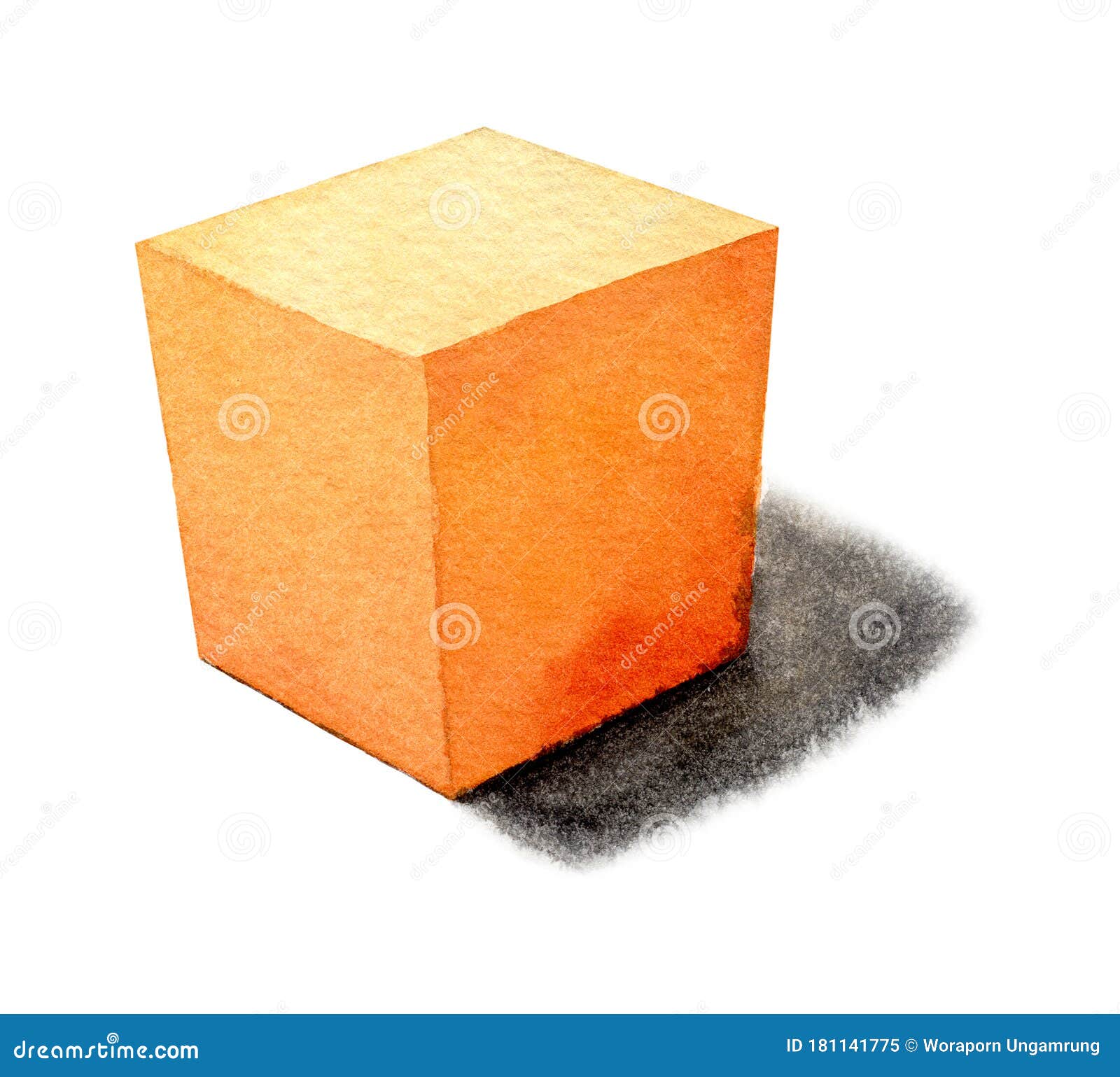 Orange Cube - Light from the Left, Basic Geometric Shapes with Dramatic ...