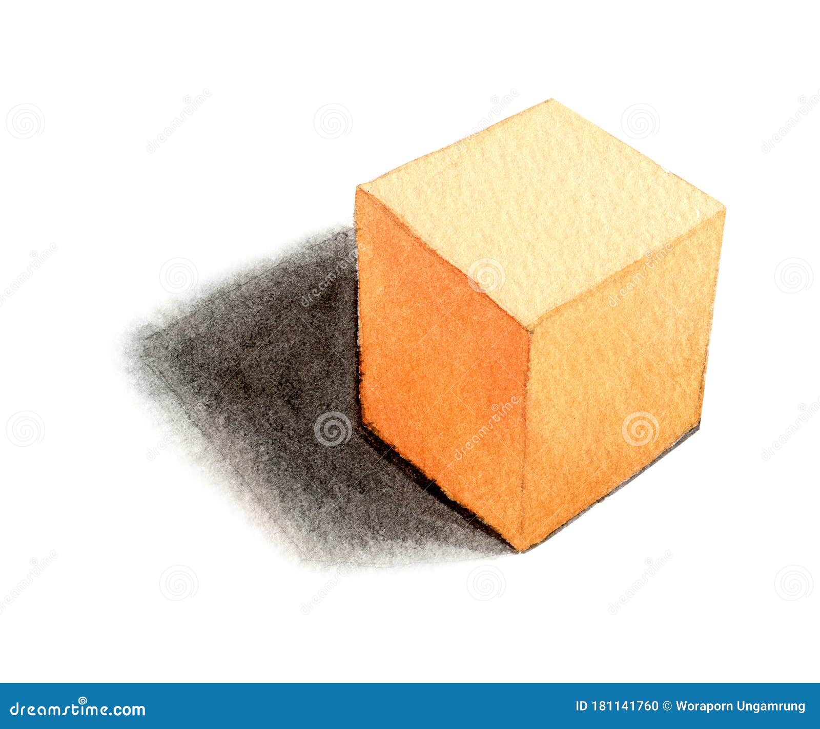 Orange Cube - Light from the Right, Basic Geometric Shapes with ...