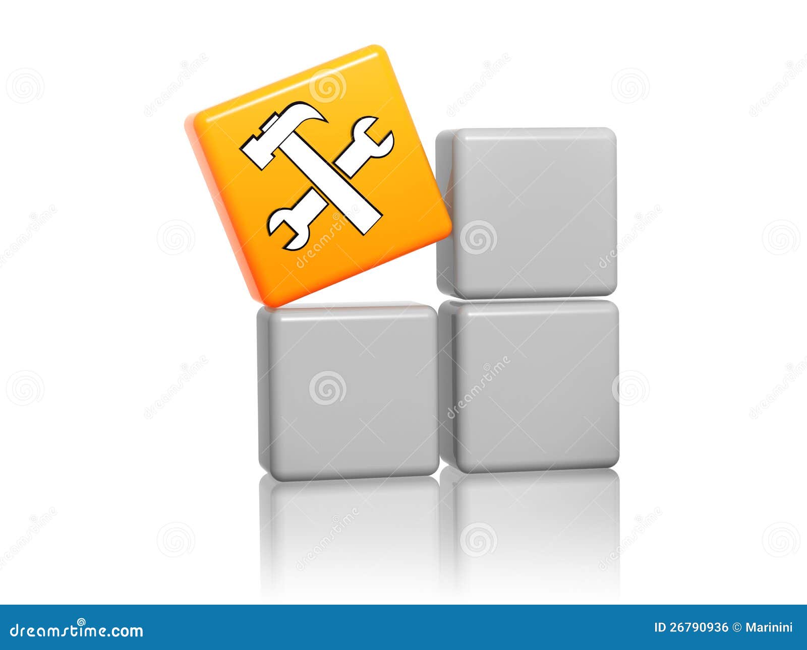 Orange Cube with Service Sign on Boxes Stock Illustration ...