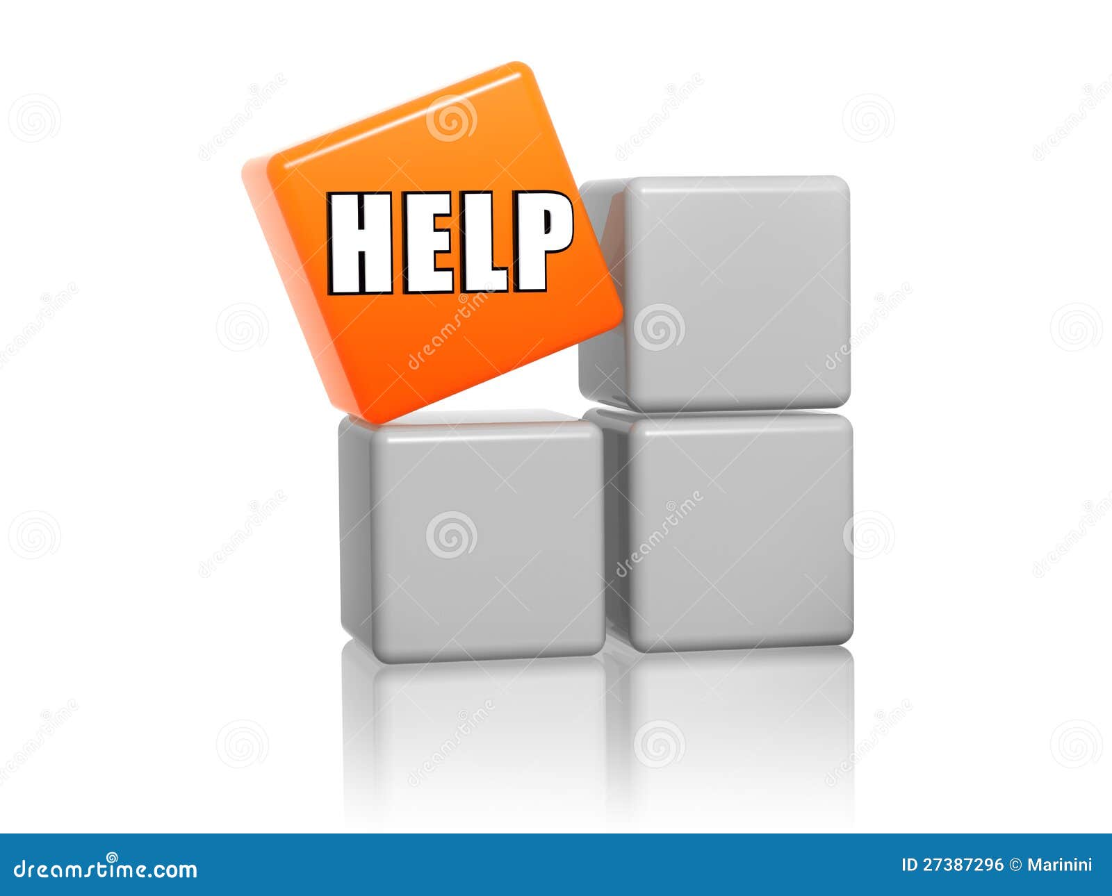 Orange Cube with Text Help on Boxes Stock Illustration - Illustration ...