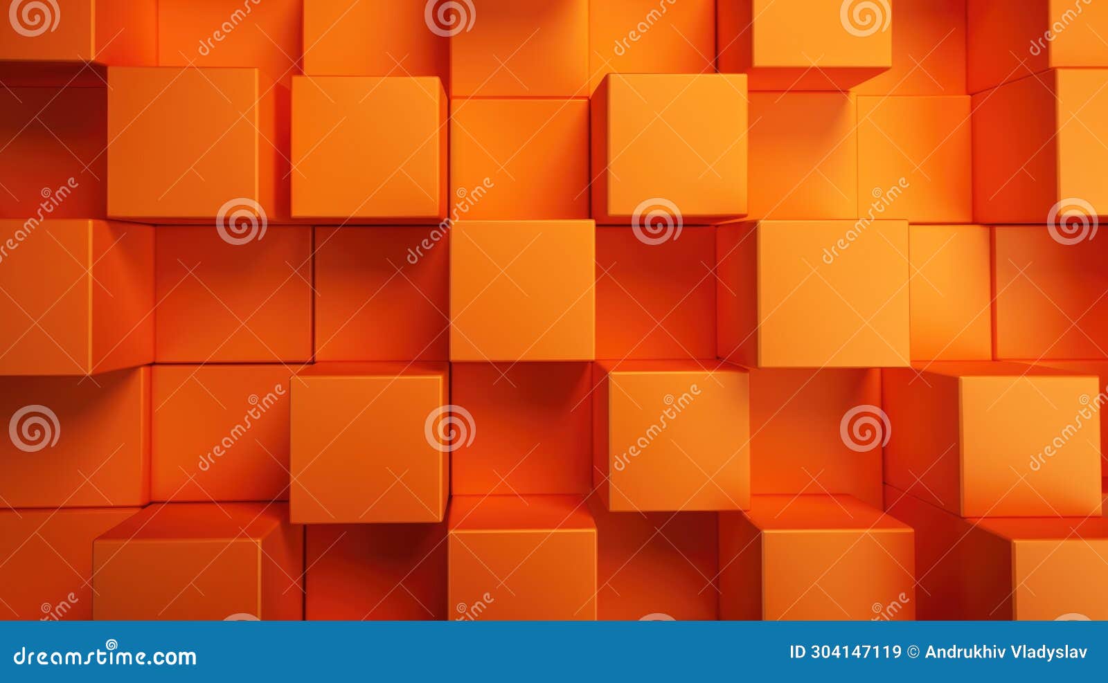 Orange Cubes Wall Background, Abstract Illustration Stock Illustration ...