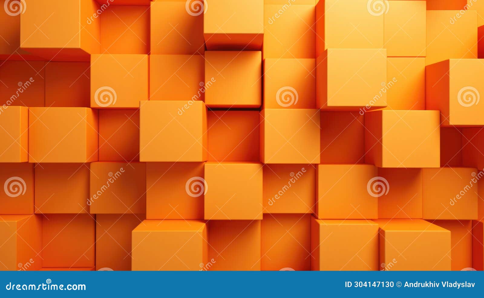 Orange Cubes Wall Background, Abstract Illustration Stock Photo - Image ...