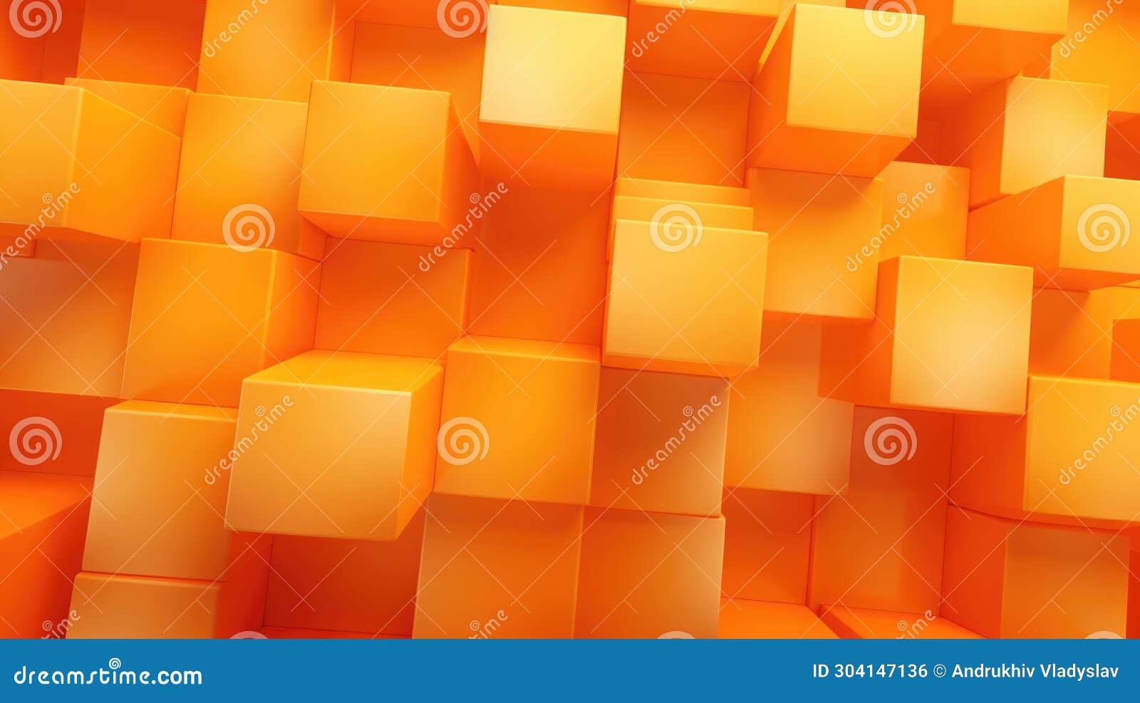 Orange Cubes Wall Background, Abstract Illustration Stock Illustration ...