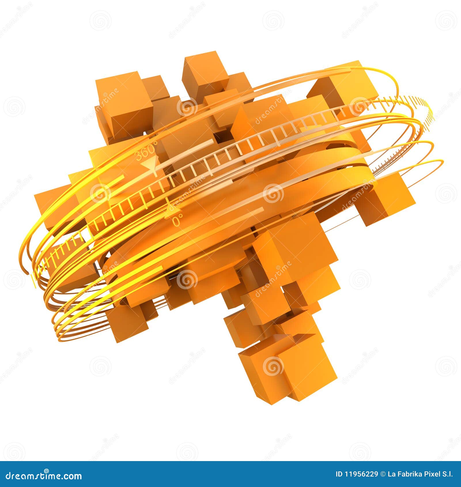 Orange cubic rotation stock illustration. Illustration of turn - 11956229