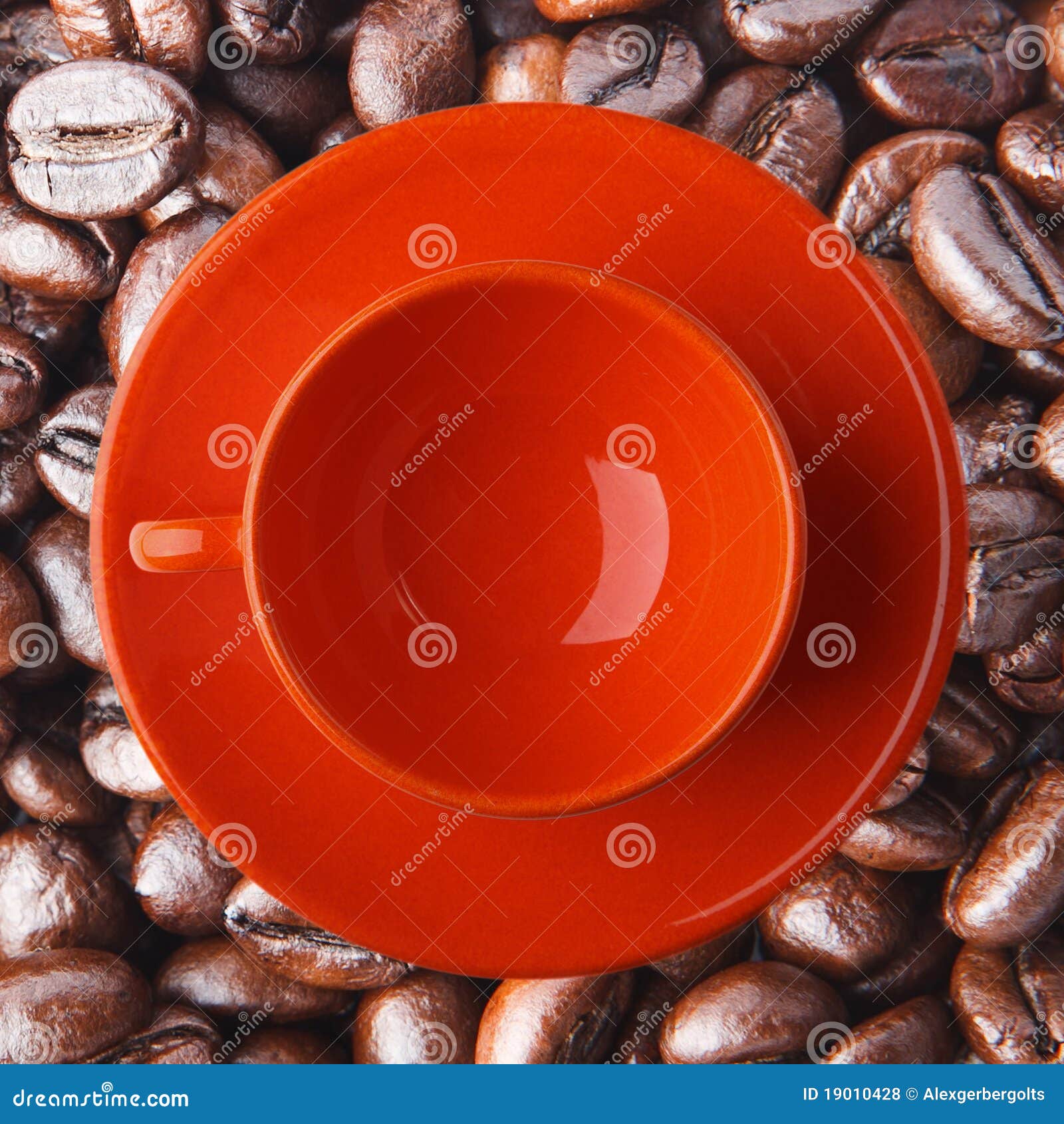 Orange Cup on the Coffee Beans. Stock Photo - Image of grow, bean: 19010428