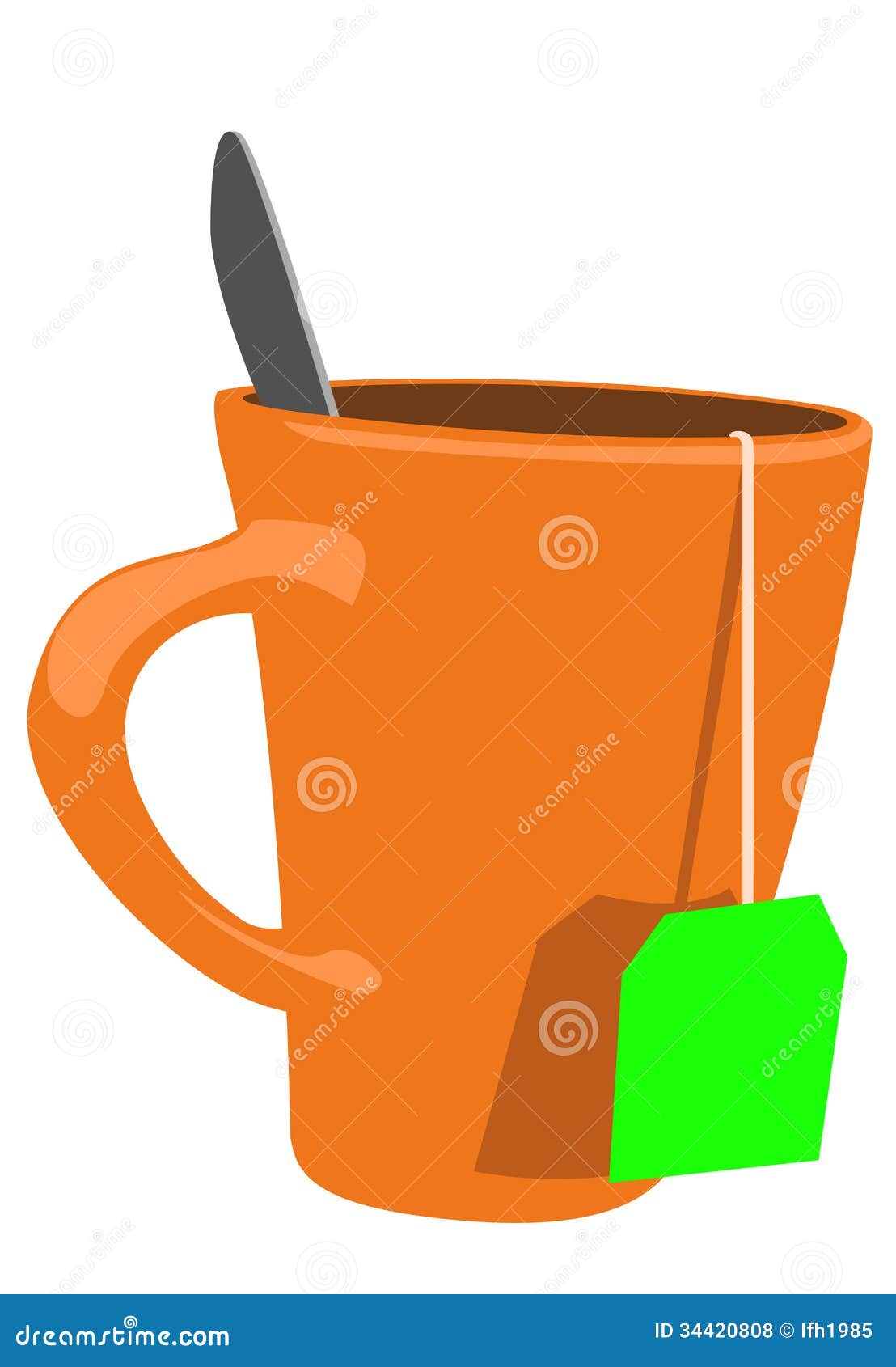 Orange Cup of Tea with Green Label Stock Illustration - Illustration of ...