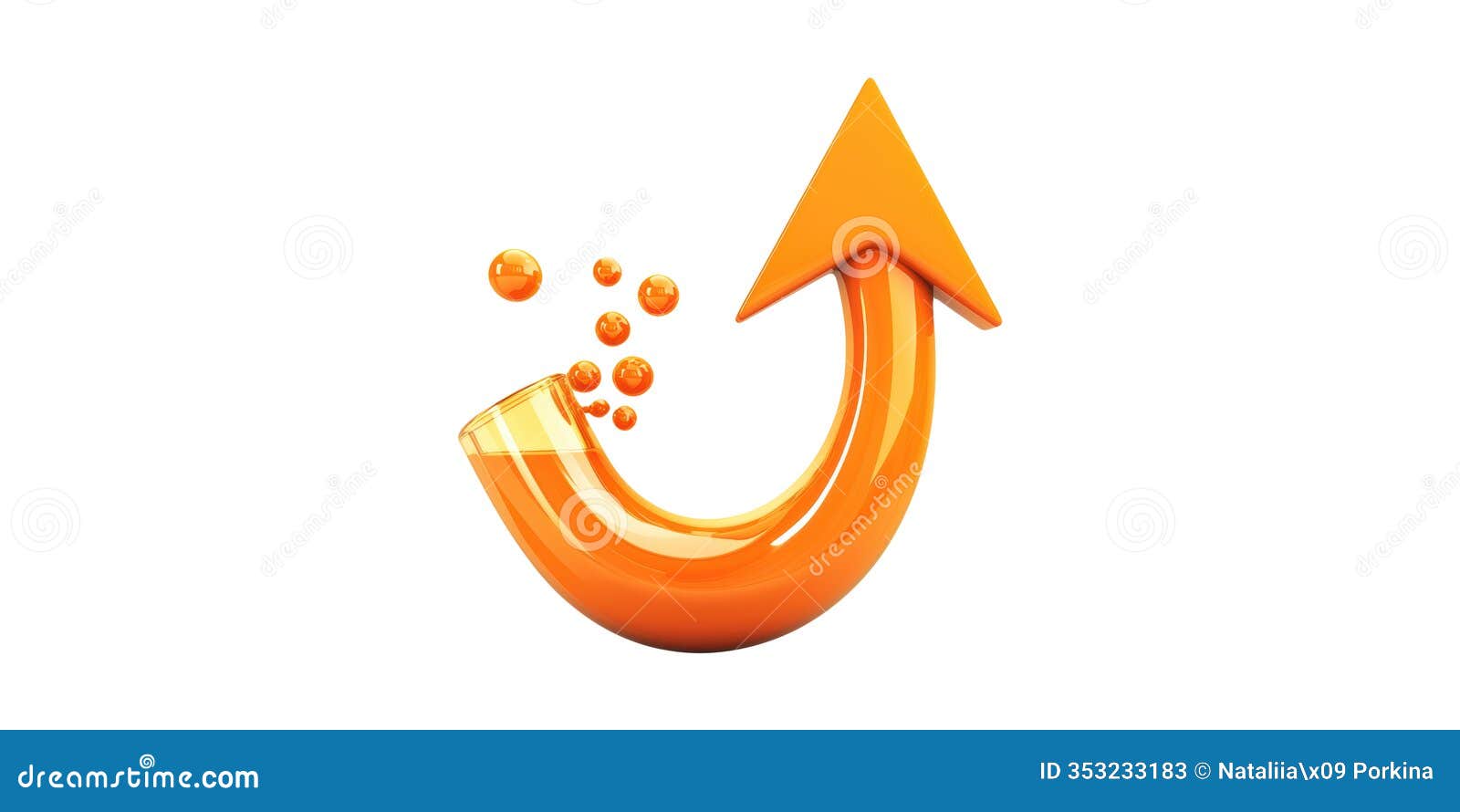 Orange Curved Arrow With Bubbles Isolated On Transparent Background ...