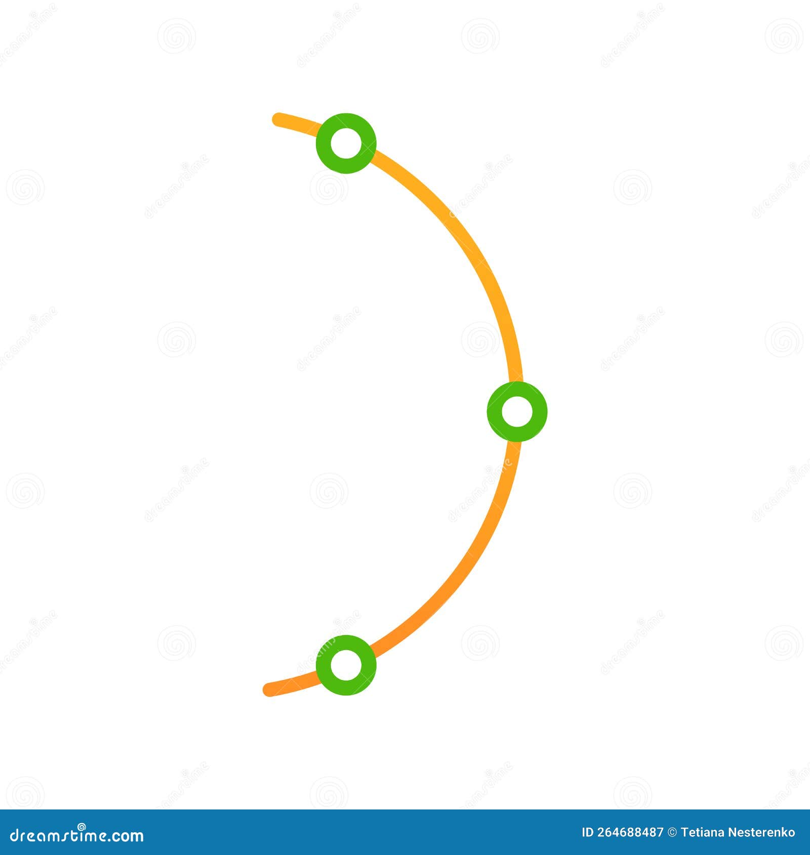 Orange Curved Line with Green Points Vector Design Element Stock Vector ...