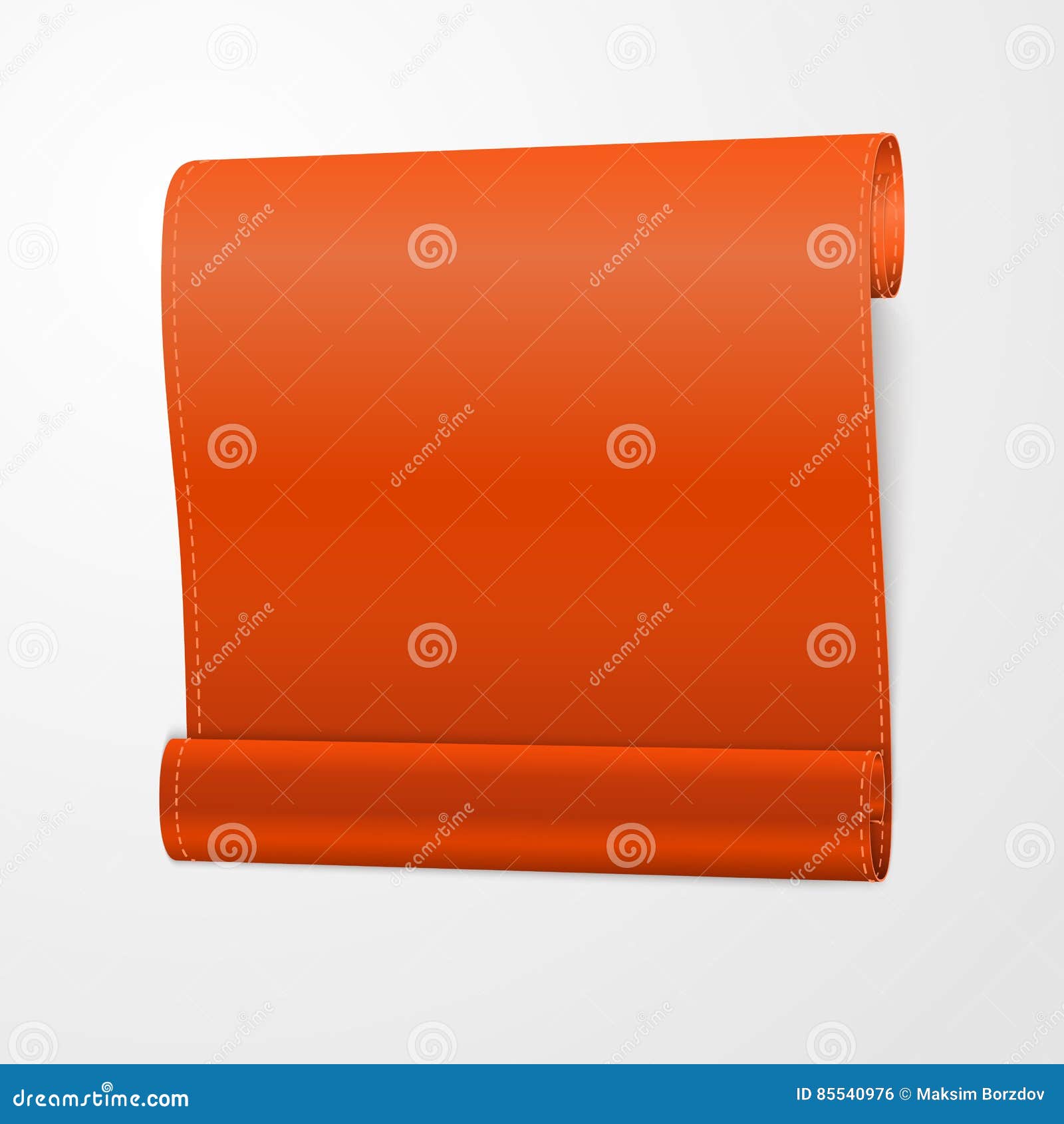 Orange, Curved, Realistic Paper Scroll. Stock Vector - Illustration of ...
