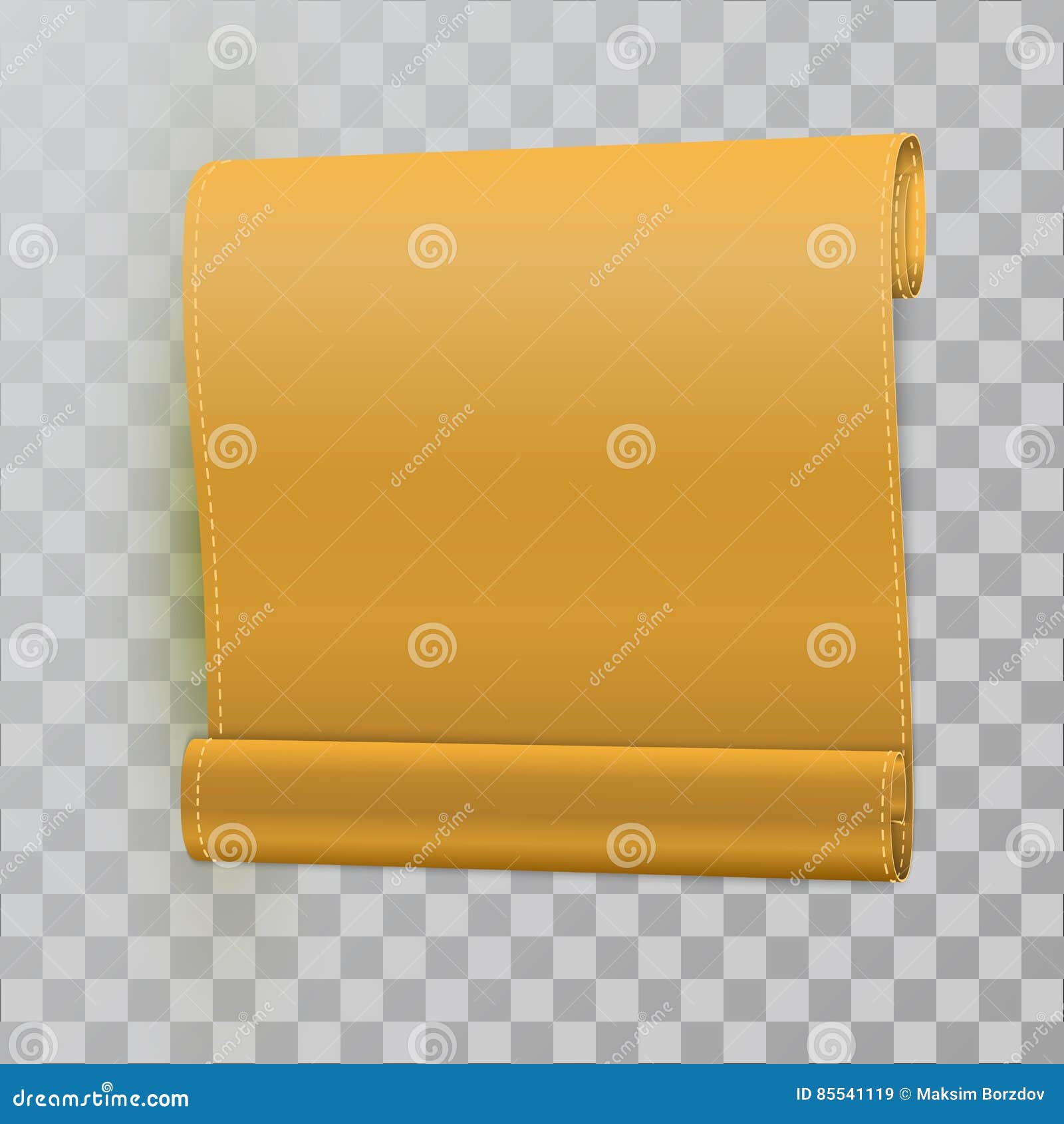 Orange, Curved, Realistic Paper Scroll. Stock Vector - Illustration of ...