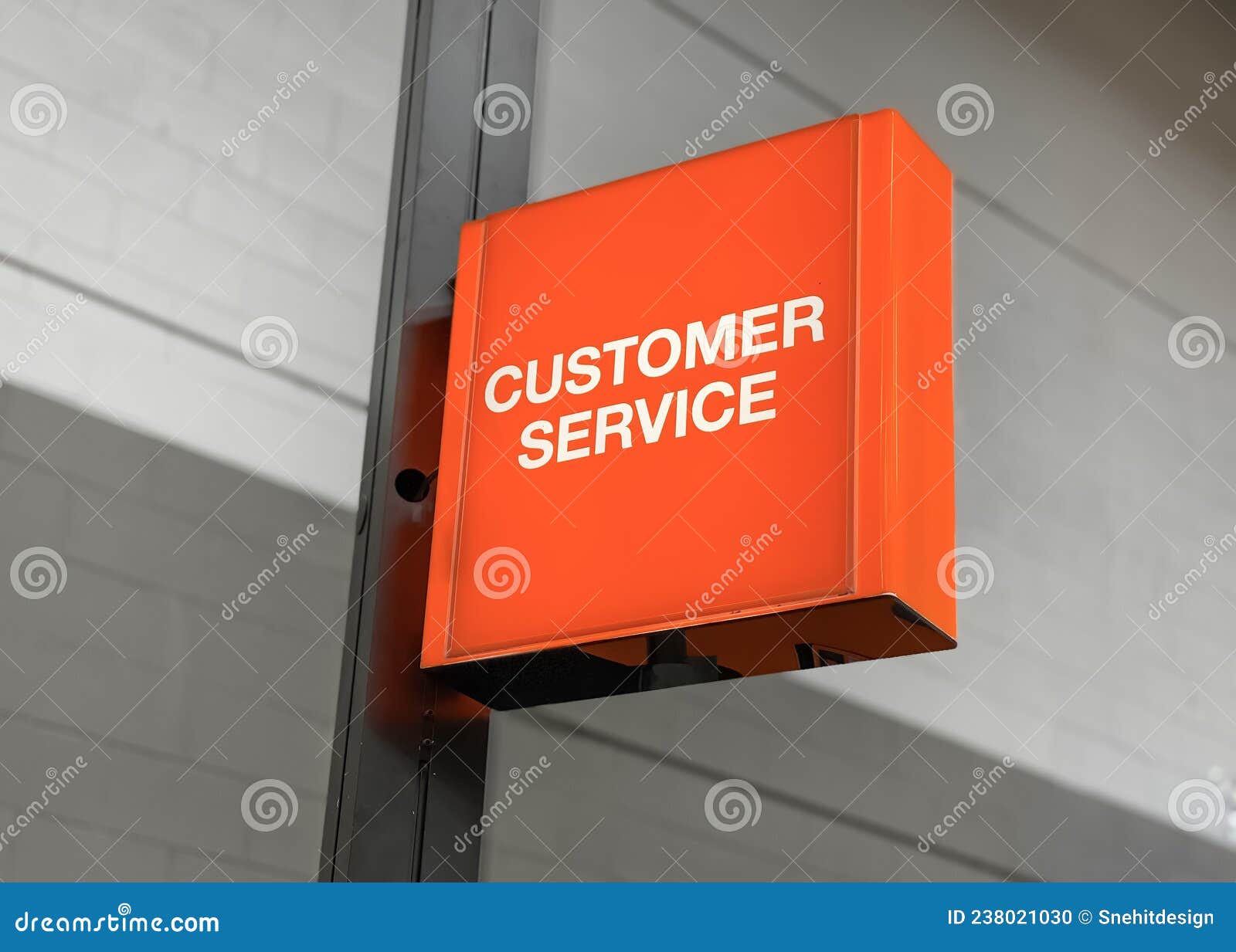 Orange Customer Service Sign Board Stock Photo - Image of metal ...