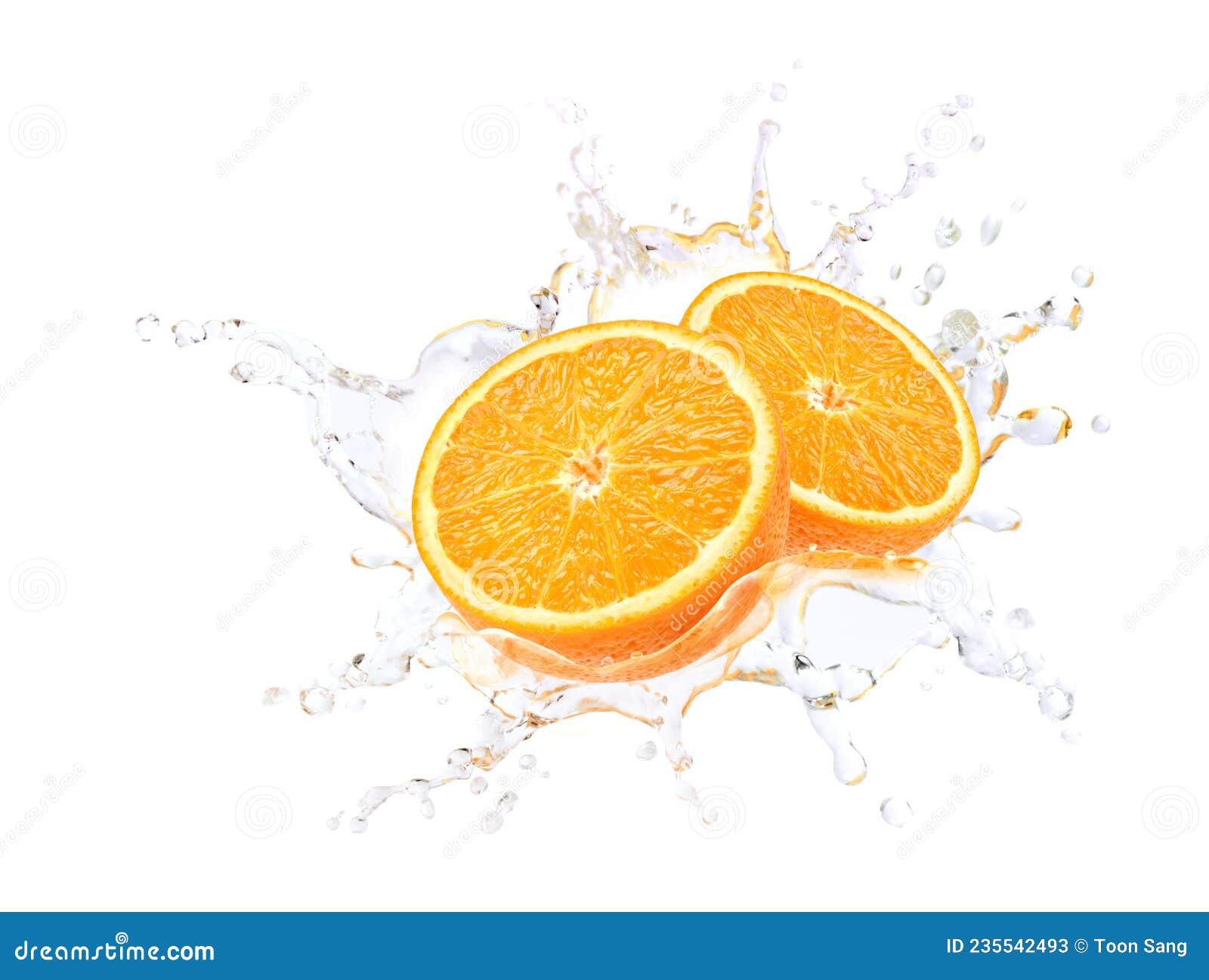 Orange Cut in Half with Water Splash Stock Image - Image of drop ...
