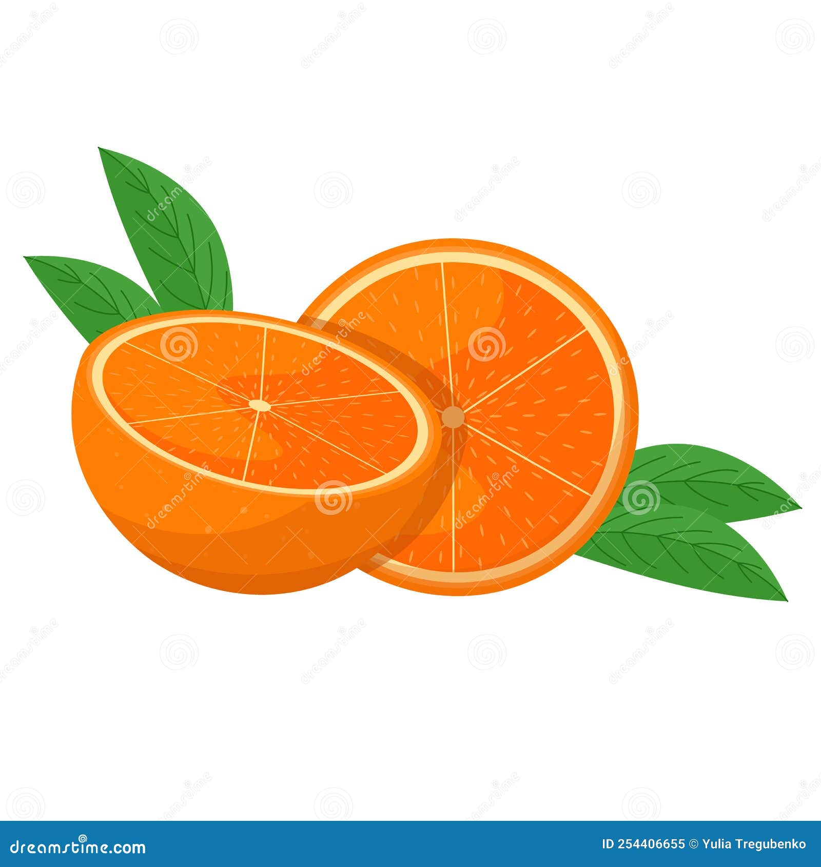 Orange Cut Isolated on a White Background. Flat Style Stock Vector ...