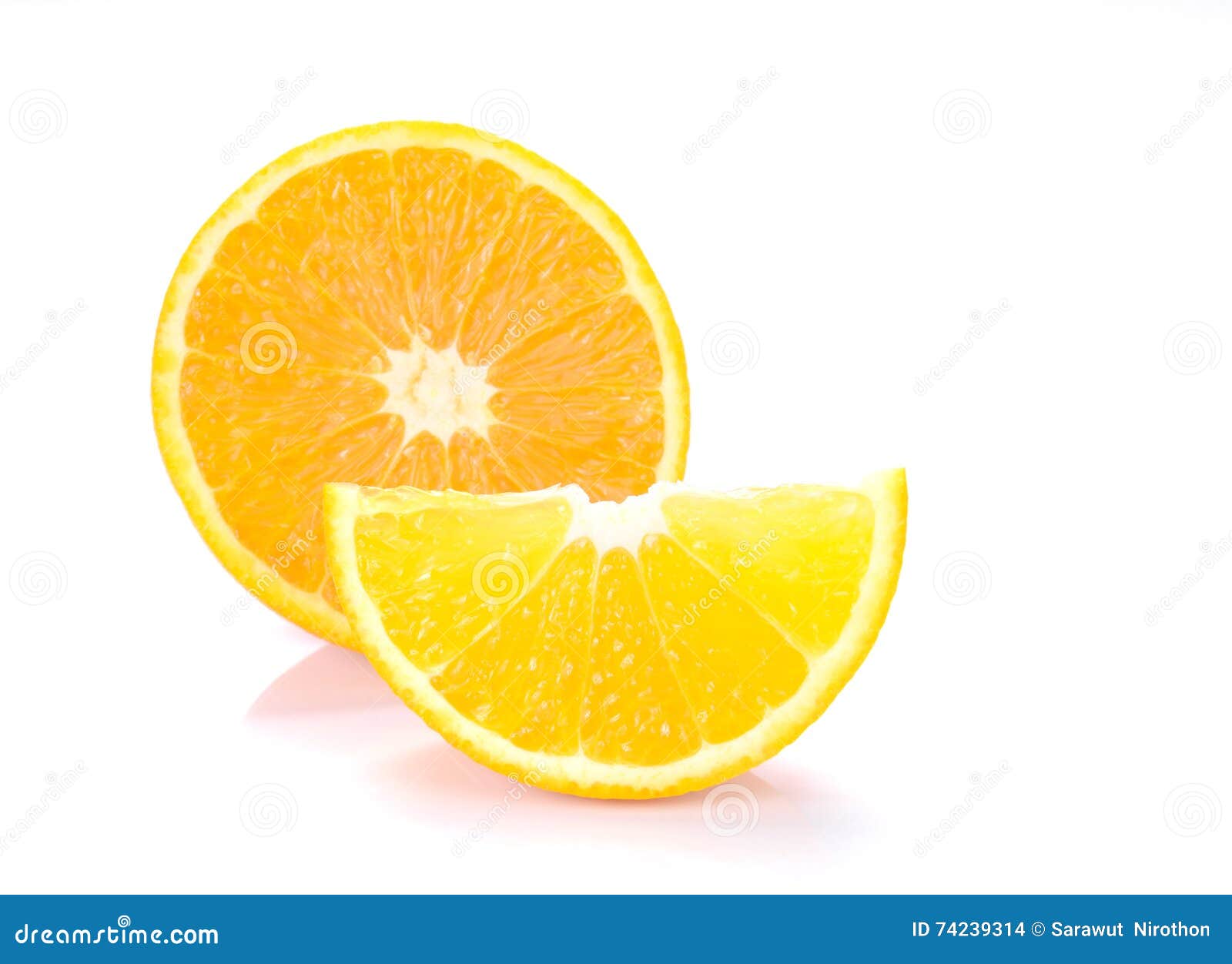 Orange Cut Pieces on White Background. Stock Photo - Image of citrus ...