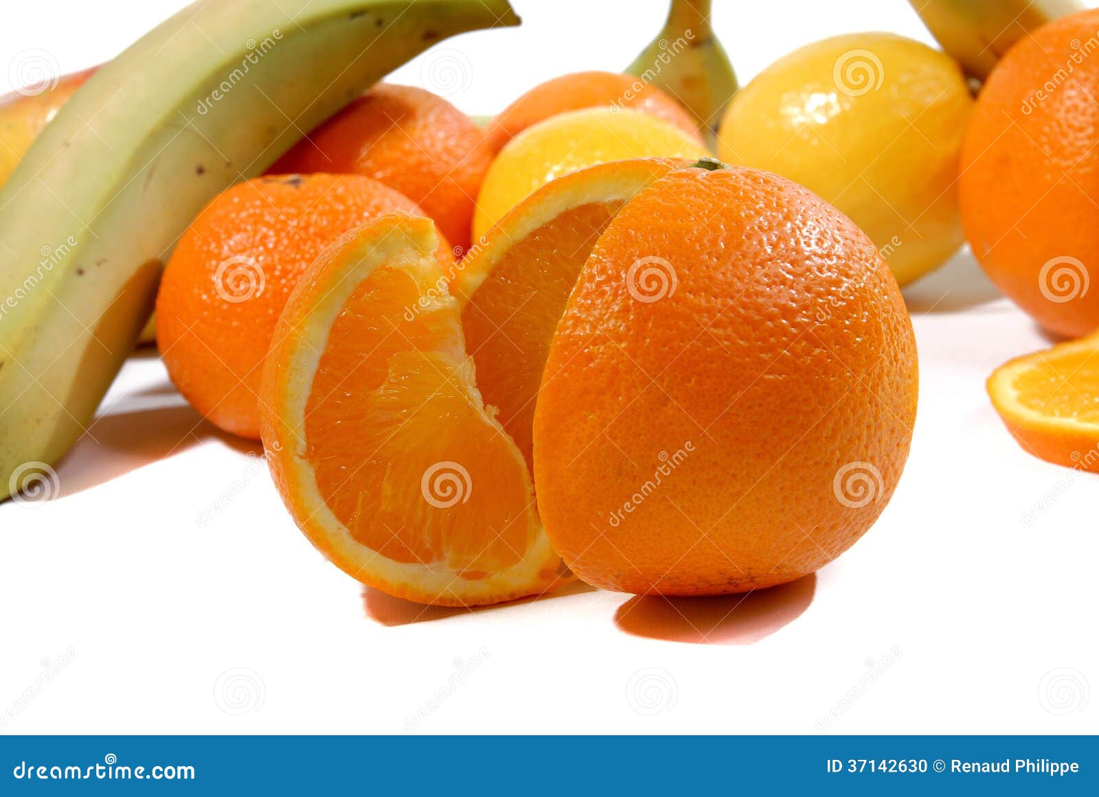 Orange cut into wedges stock photo. Image of freshness - 37142630