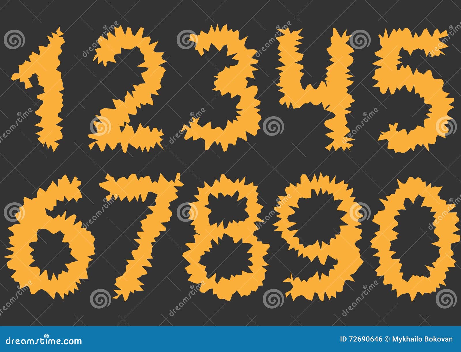 Orange cutting Numbers stock vector. Illustration of text - 72690646