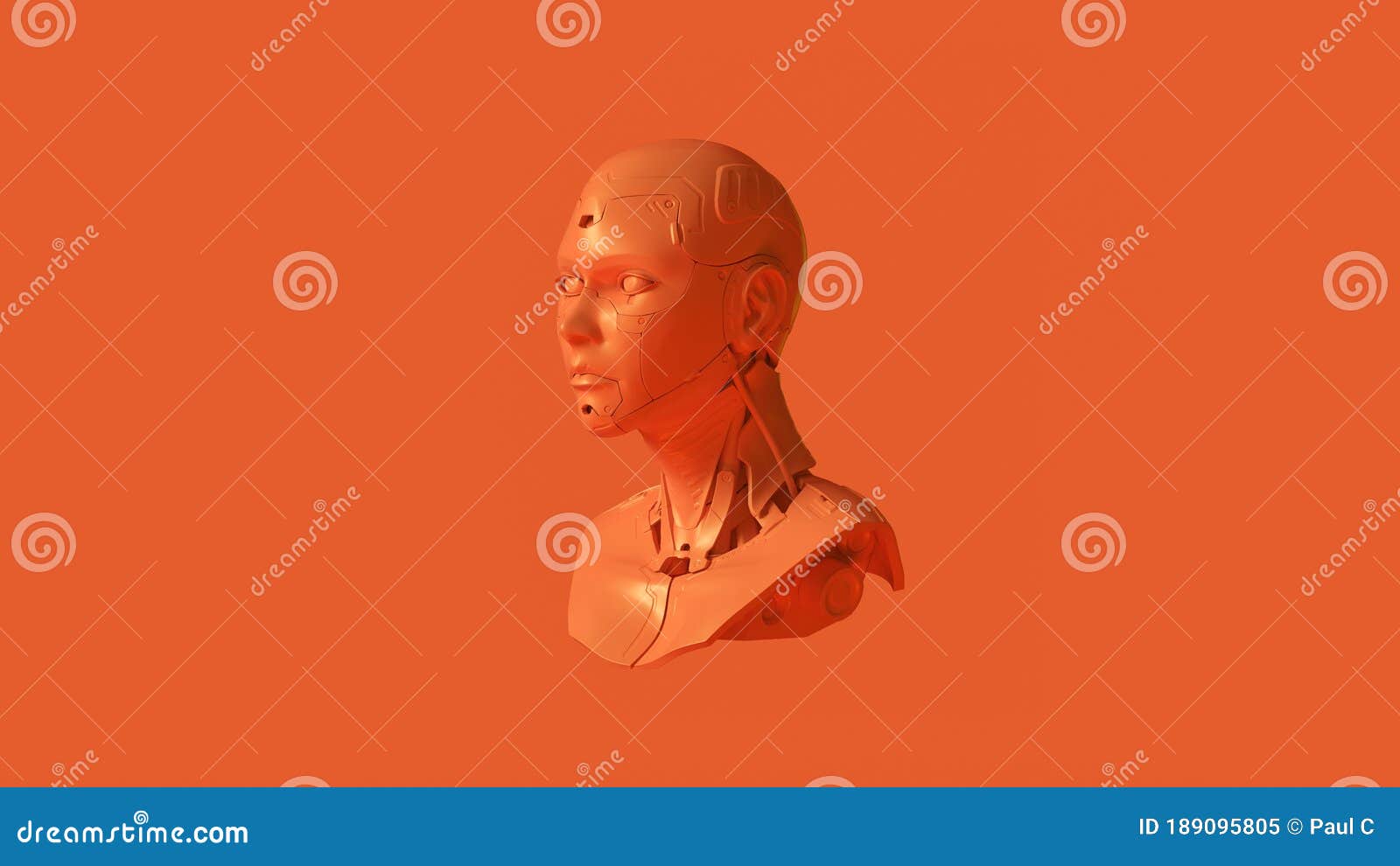 Orange Cyborg Bust stock illustration. Illustration of futuristic ...