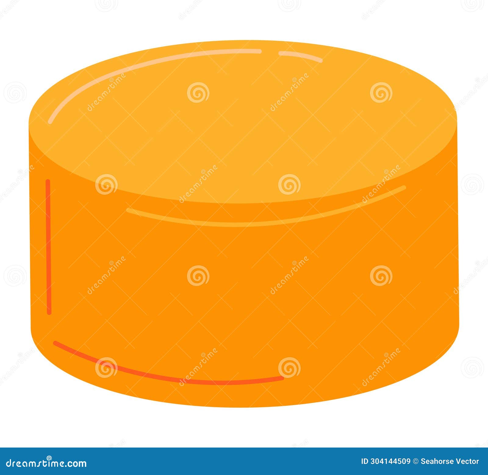 Orange Cylindrical Shape with Light and Shadow Effects. Simple ...