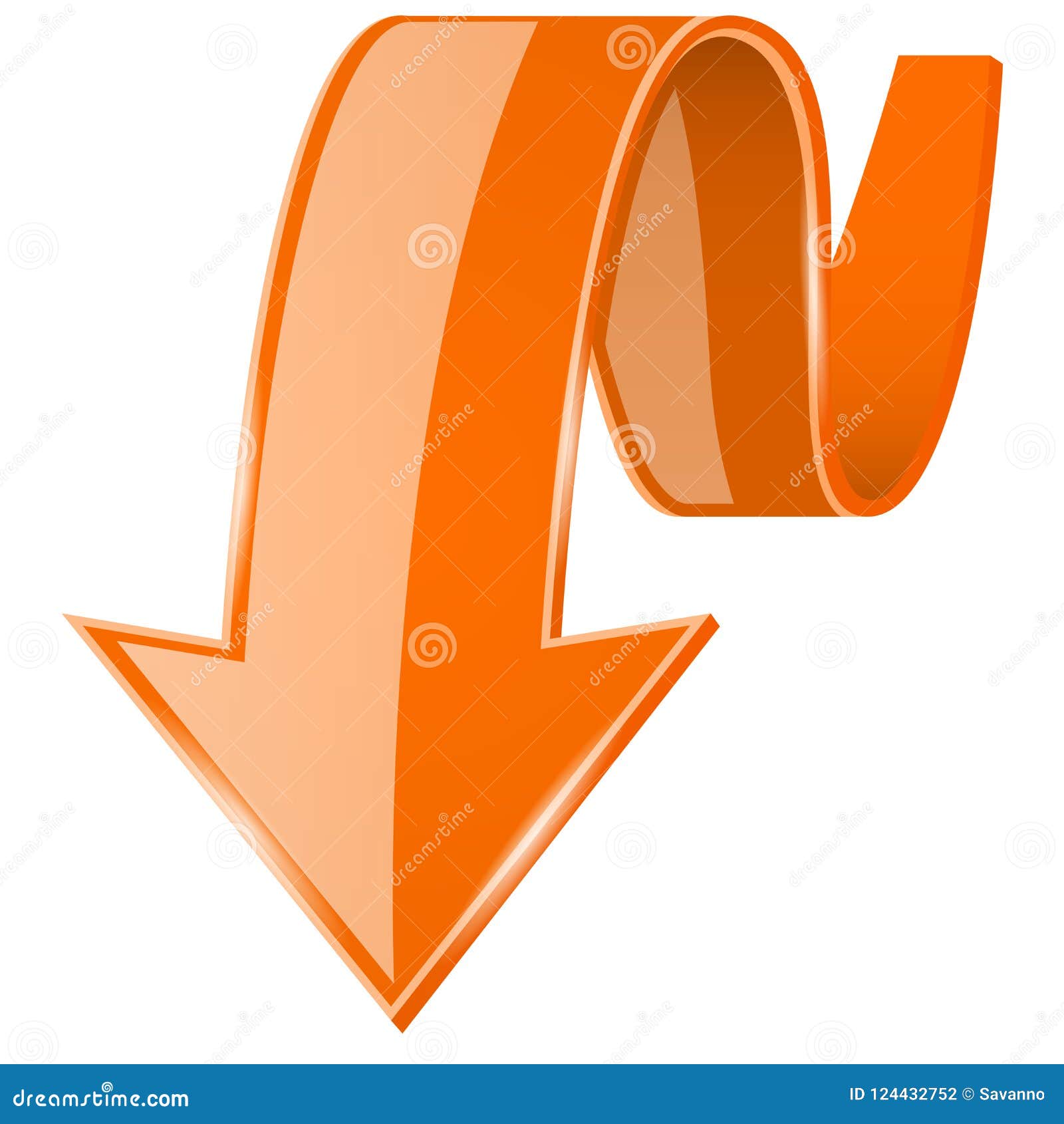 Orange 3d down arrow stock vector. Illustration of background - 124432752
