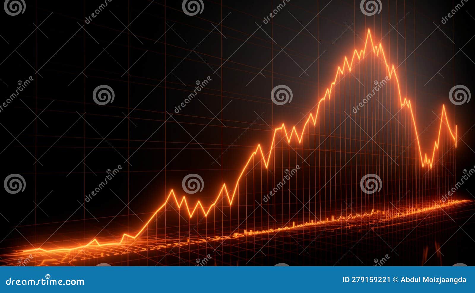 Orange 3D Graph Chart Signifies a Moderate Level of Growth and ...