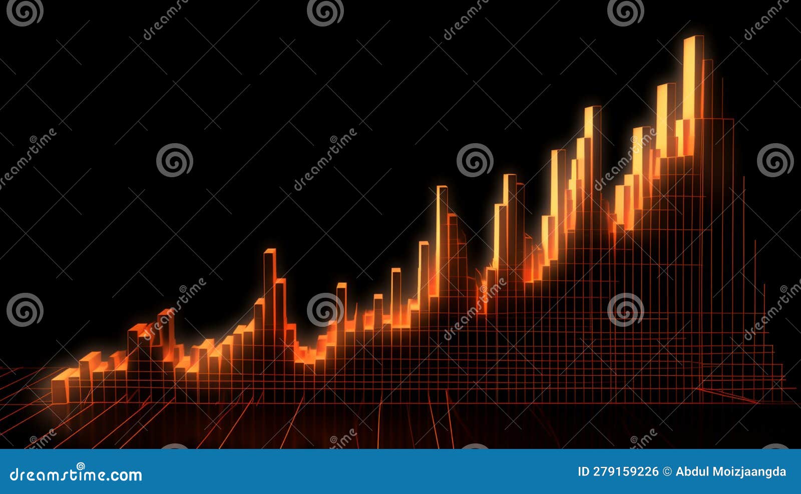 Orange 3D Graph Chart Signifies a Moderate Level of Growth and ...