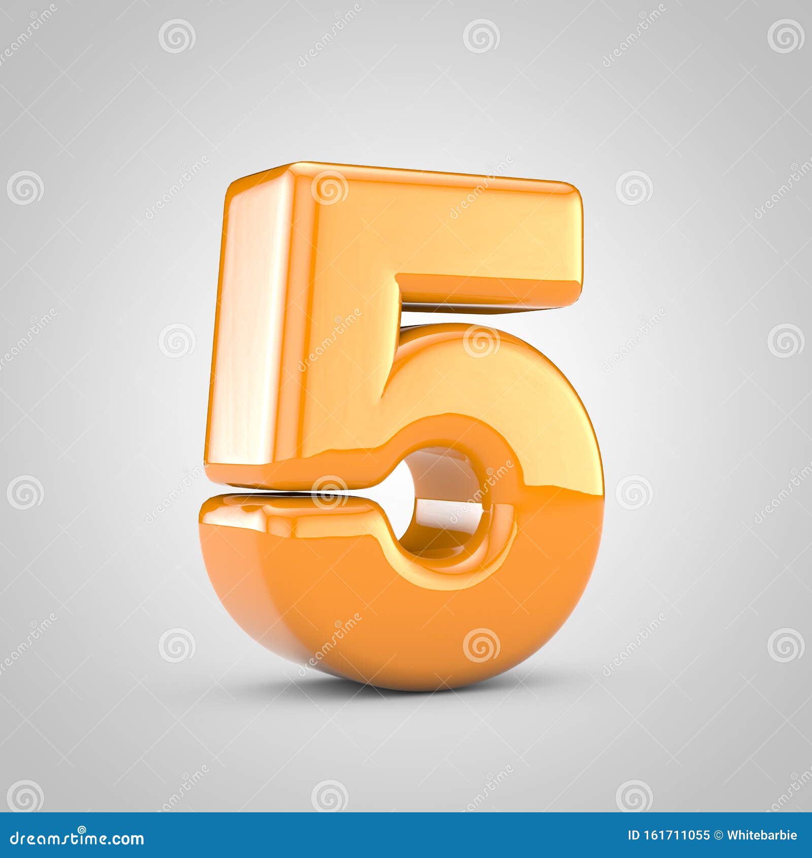 Orange 3d Number 5 Isolated on White Background Stock Illustration ...