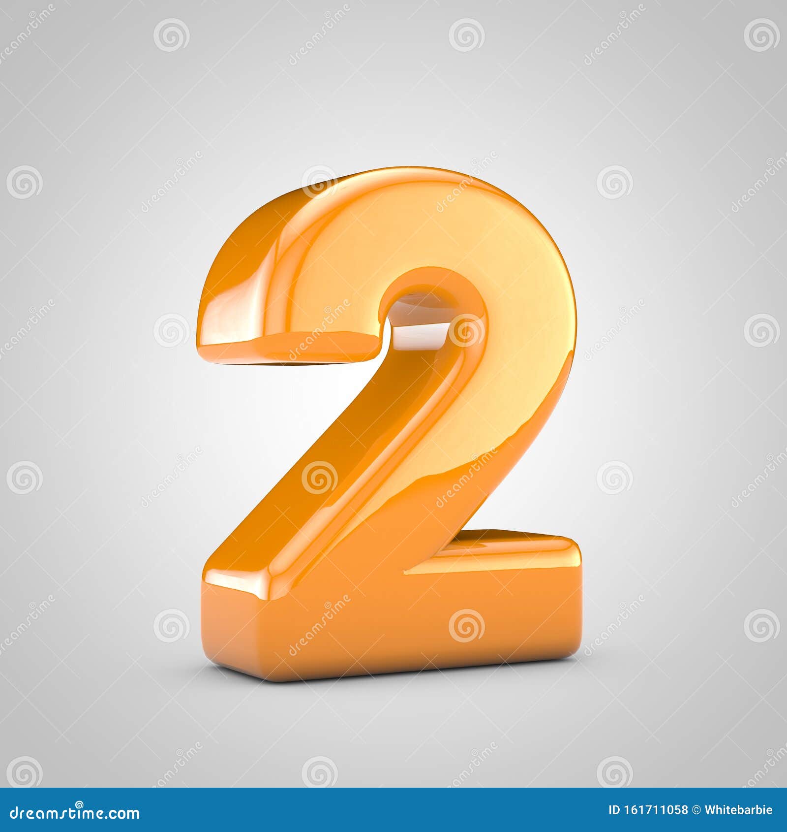 Orange 3d Number 2 Isolated on White Background Stock Illustration ...