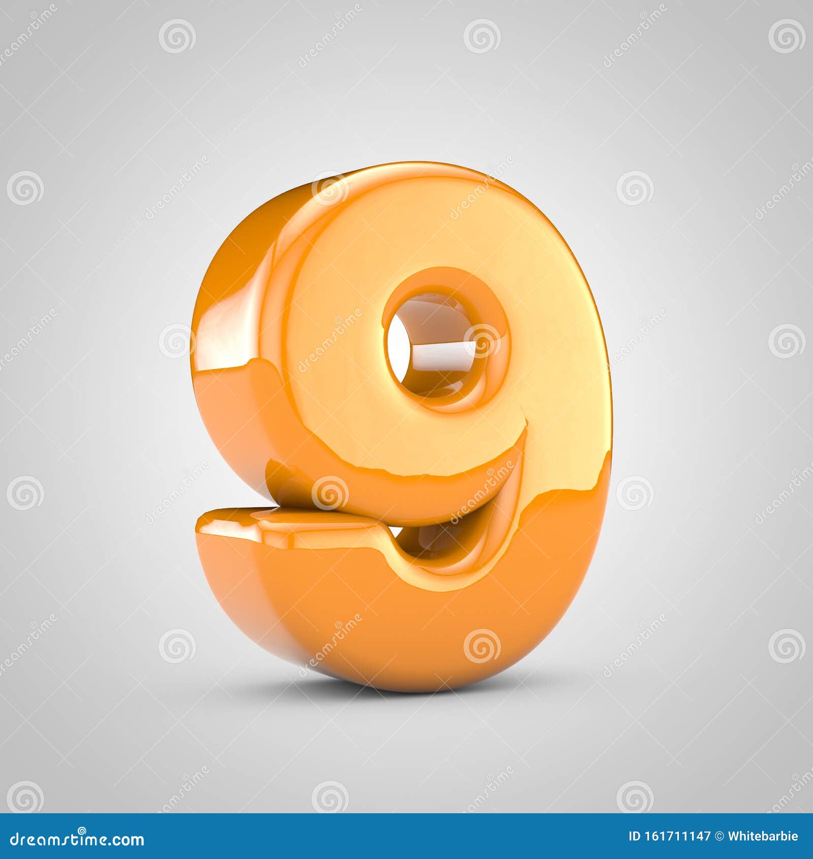 Orange 3d Number 9 Isolated on White Background Stock Illustration ...