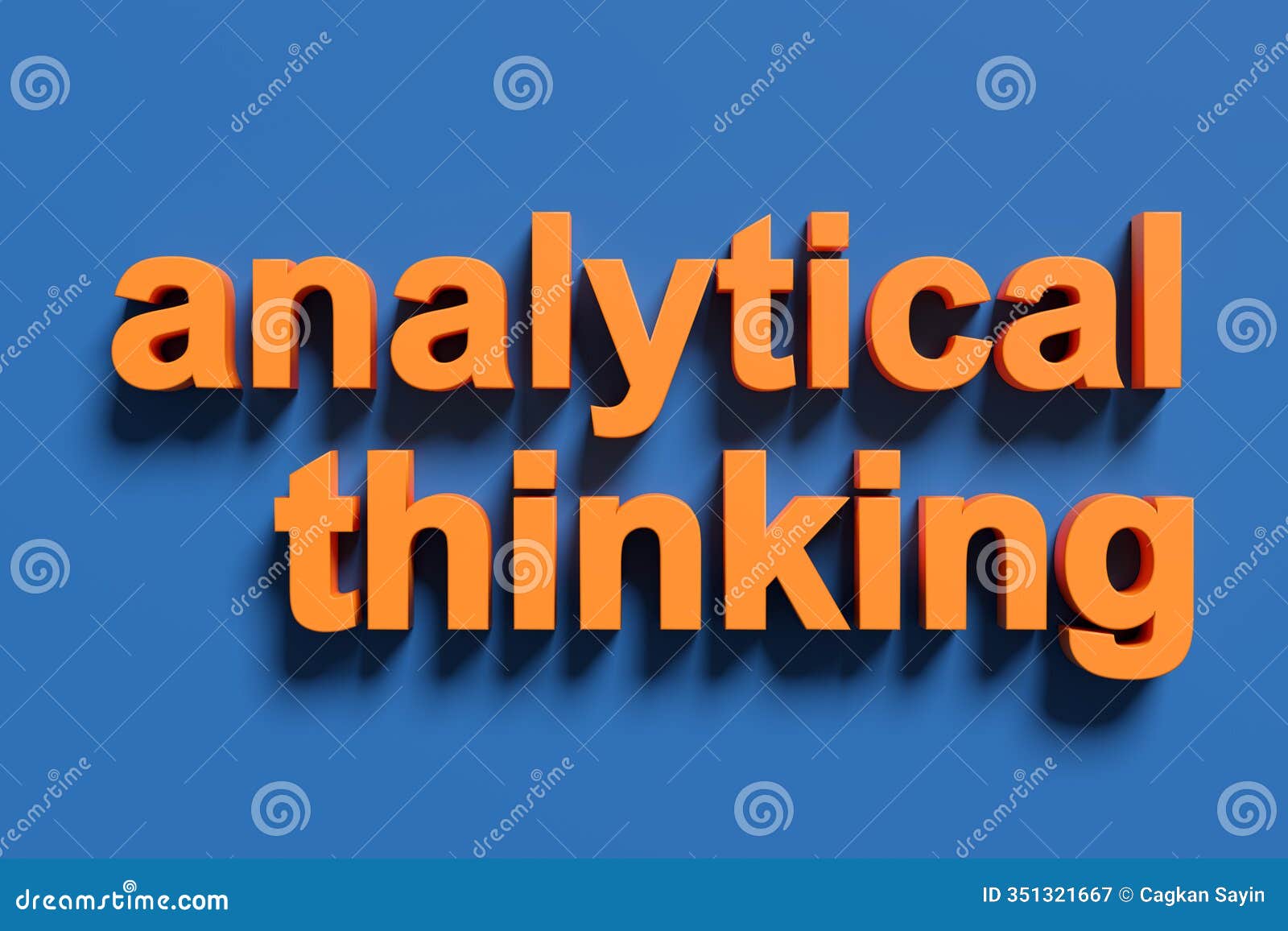Orange 3d Words Showing Analytical Thinking on Blue Background Stock ...