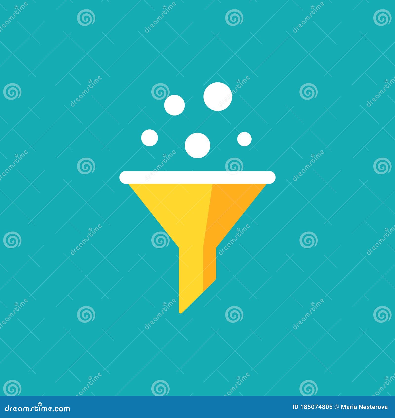 Orange Data Filter with Filtering Circles. Flat Data Funnel Icon ...