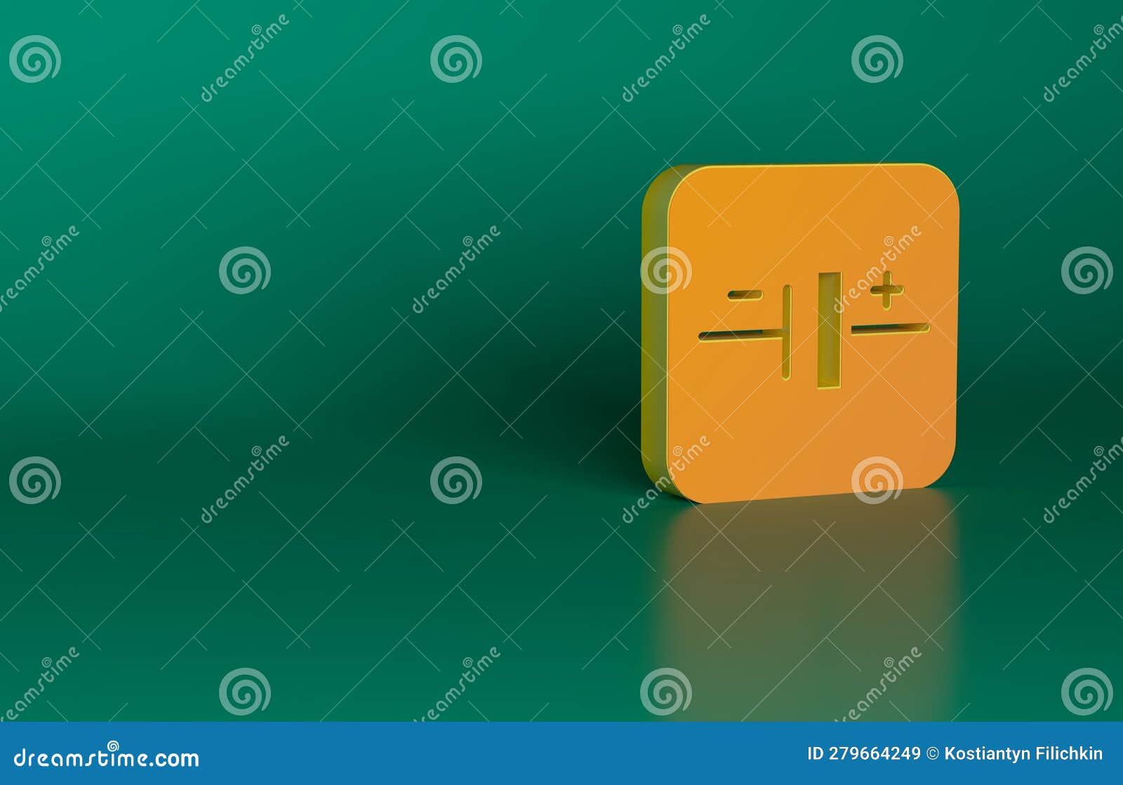 Orange DC Voltage Source Icon Isolated on Green Background. Minimalism ...