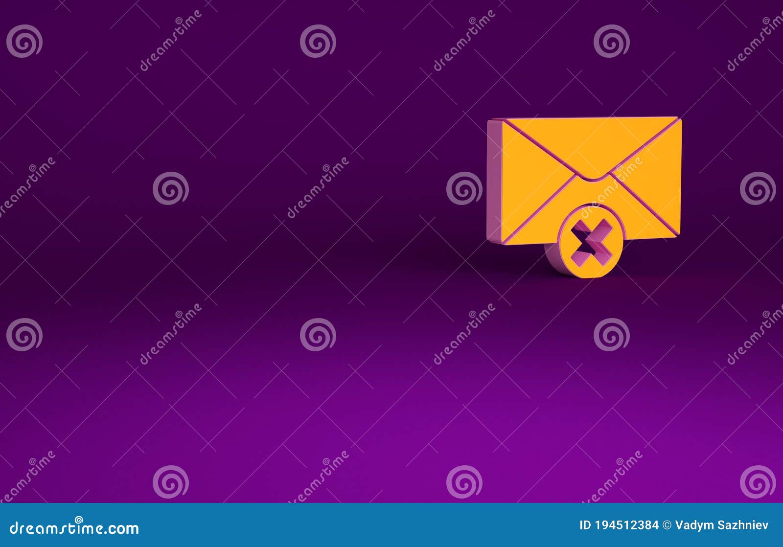 Orange Delete Envelope Icon Isolated on Purple Background. Delete or ...