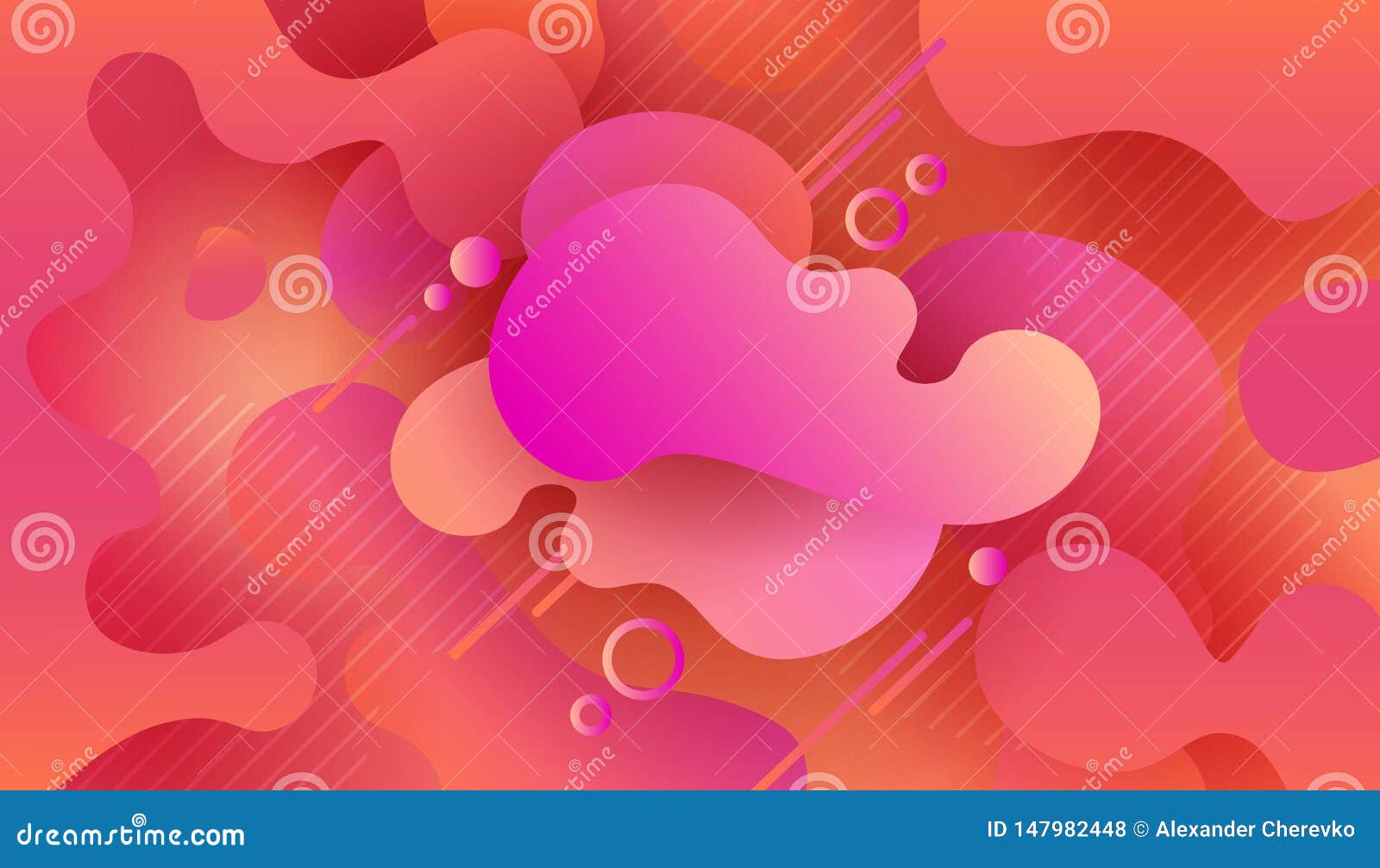 Orange Design with Chaotically Drawn Abstract Oval-shaped Figures Stock ...