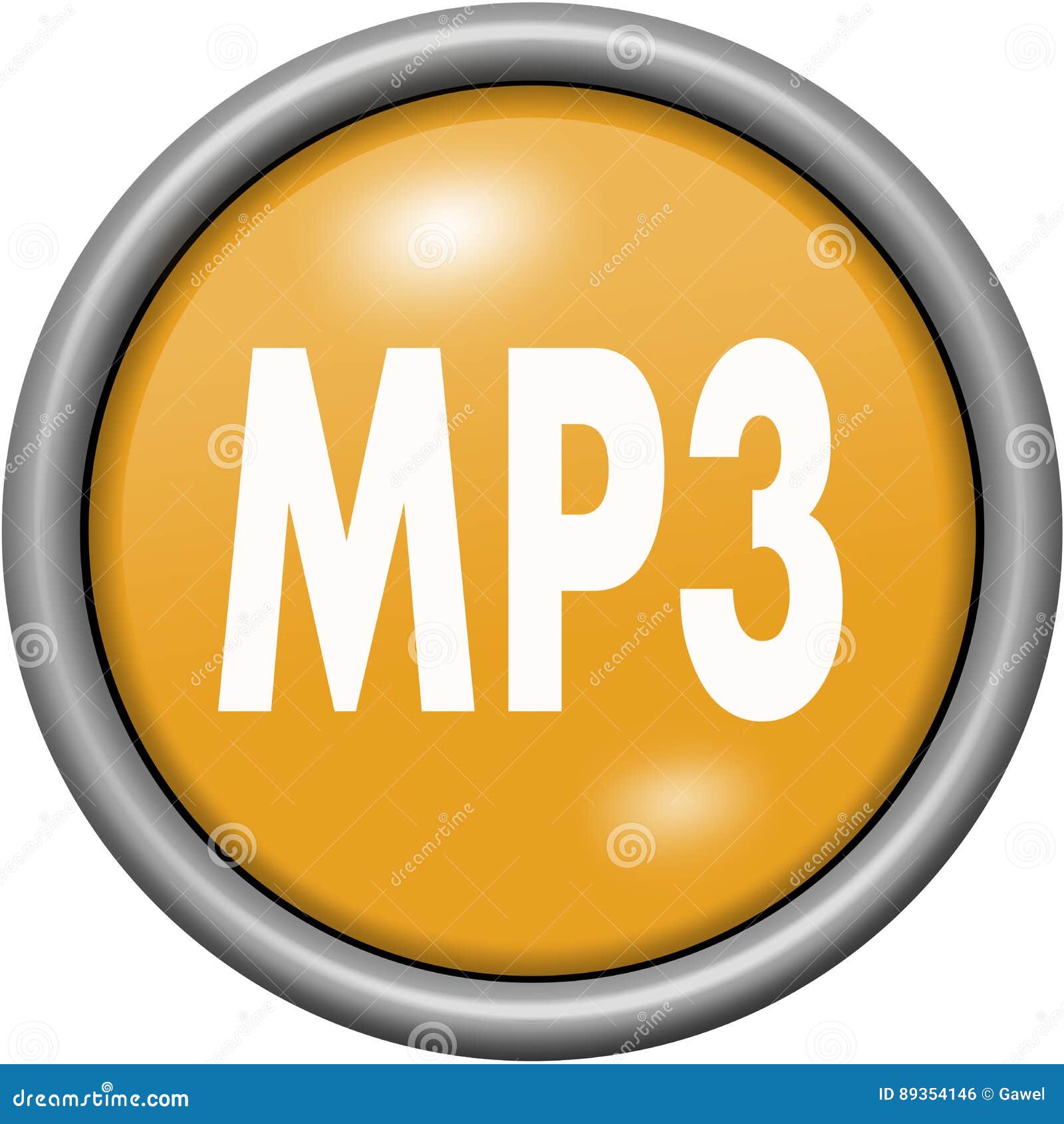 Orange Design MP3 in Round 3D Button Stock Illustration - Illustration ...