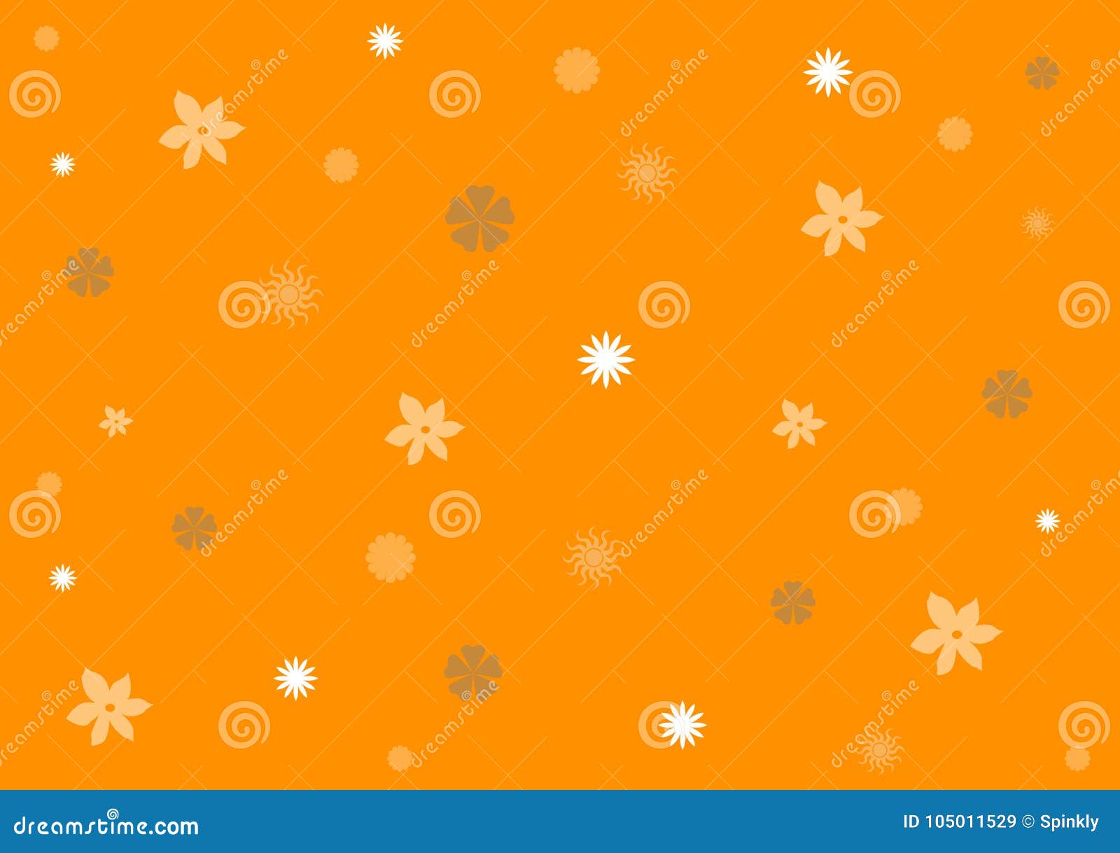 Random Orange Color Flower Pattern Stock Illustration - Illustration of ...
