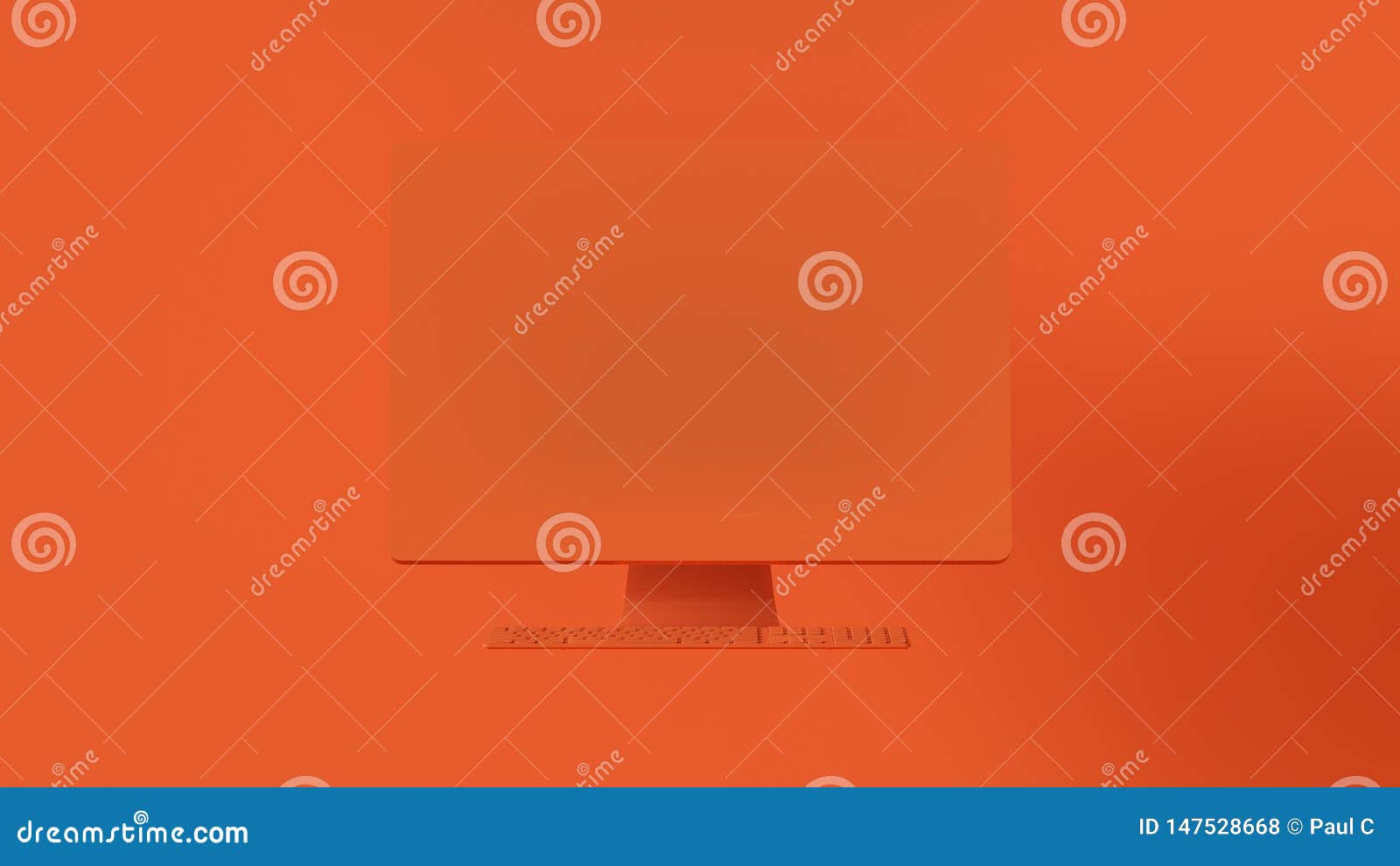 Orange Desktop Computer and Slim Keyboard Stock Illustration ...