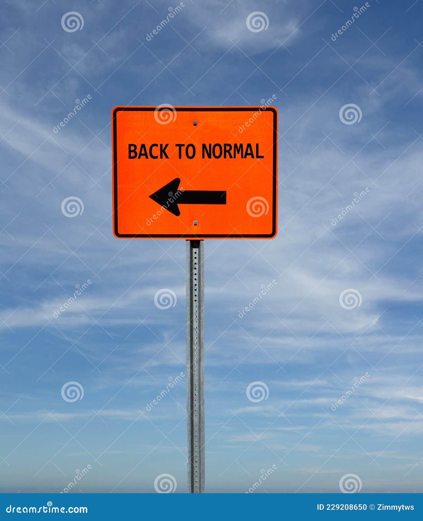 Orange Detour Construction Sign with Back To Normal Text and Arrow and ...